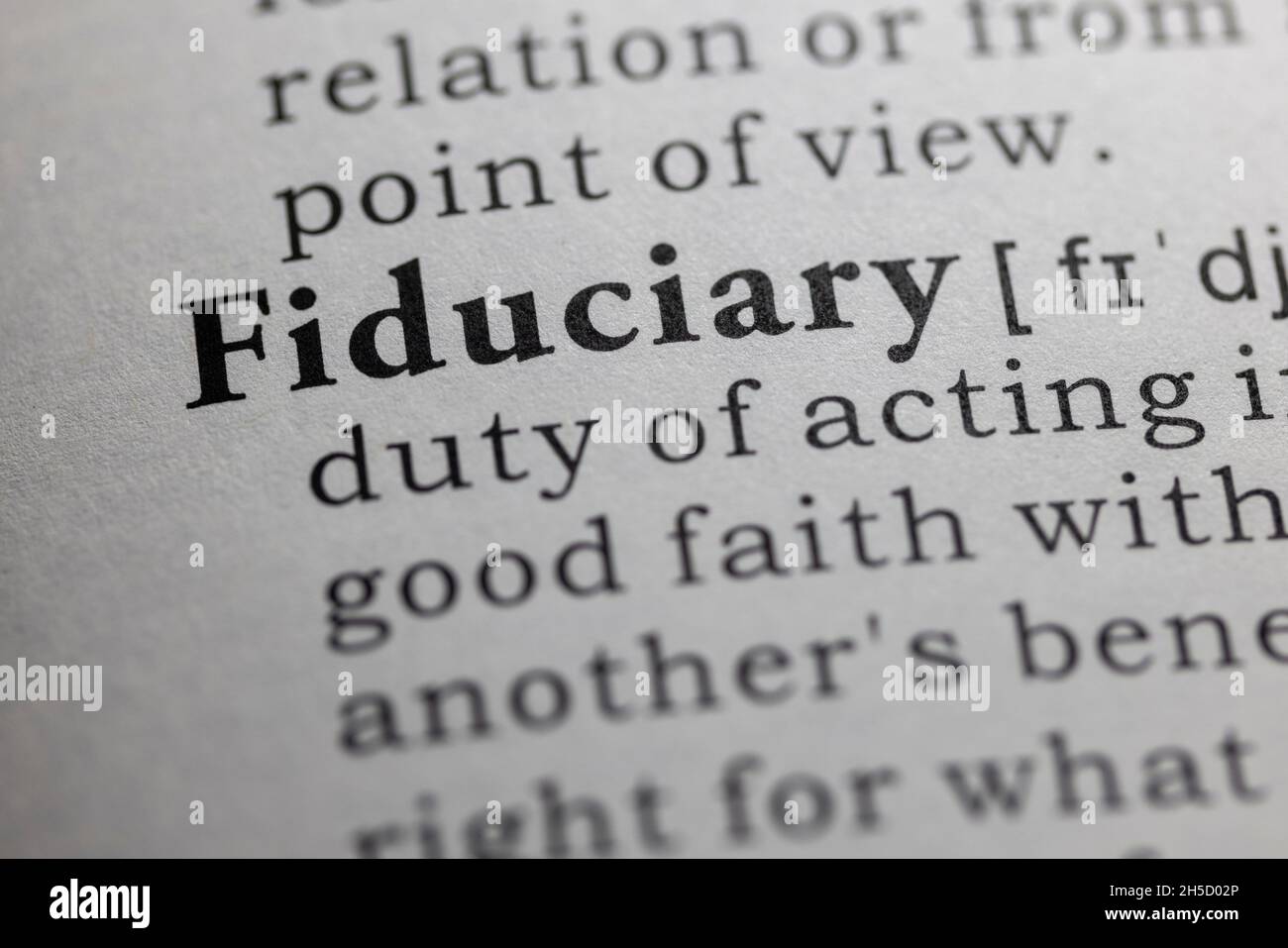 Fake Dictionary word, Dictionary definition of fiduciary Stock Photo ...