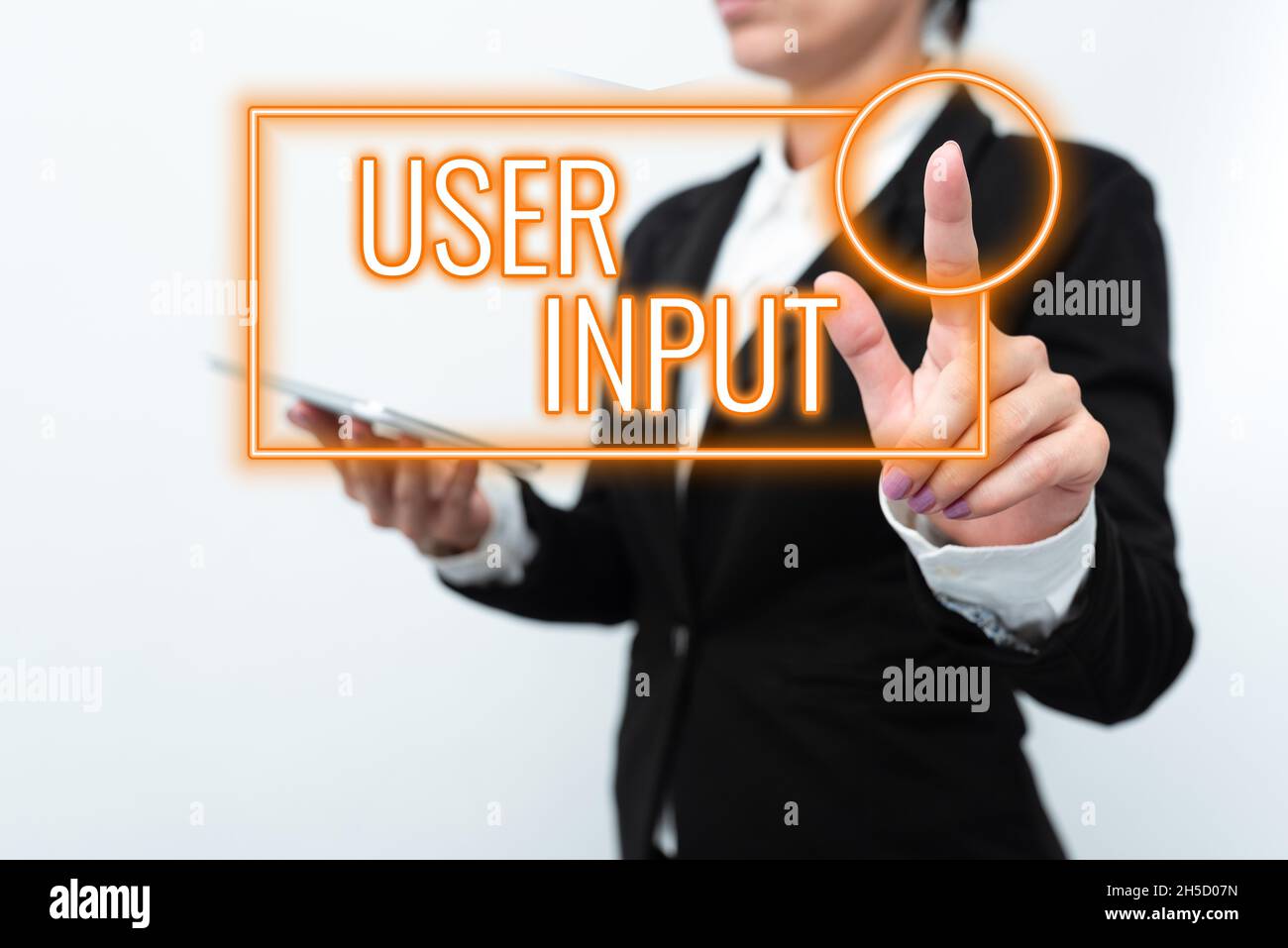 Sign displaying User Input. Word Written on Any information or data that is sent to a computer ...