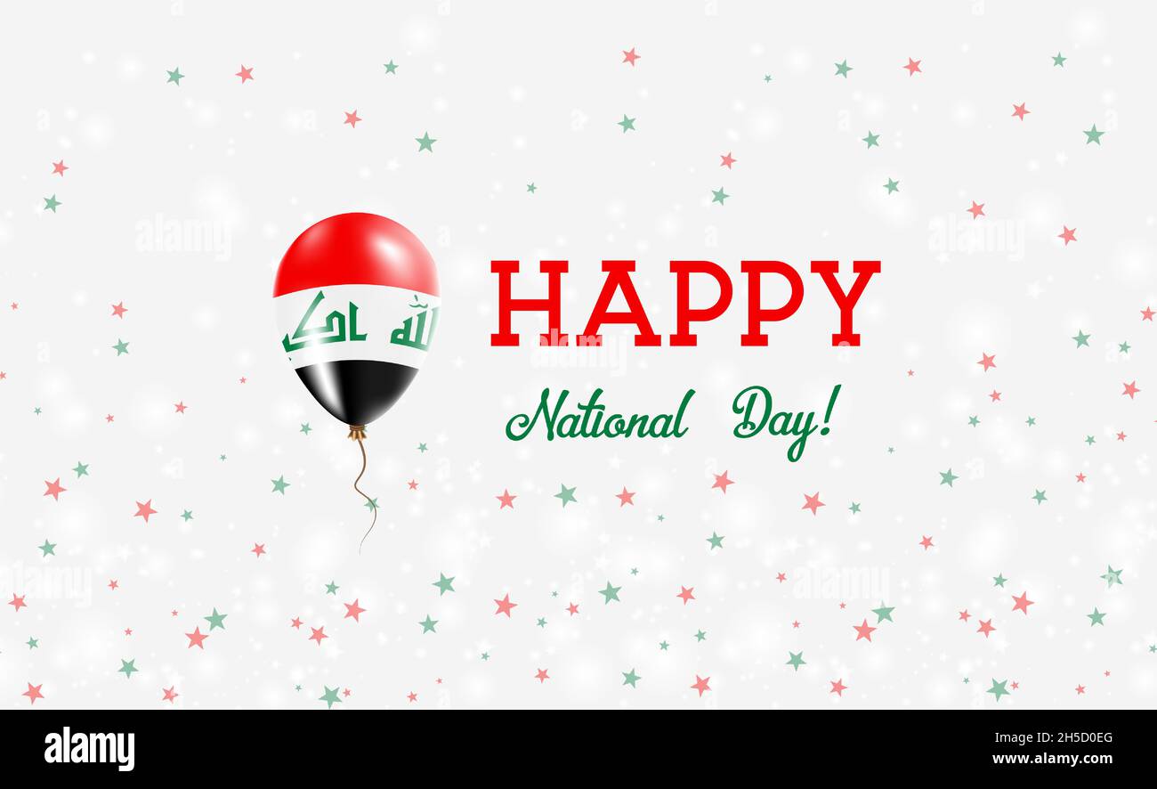 Republic of Iraq National Day patriotic poster. Flying Rubber Balloon ...