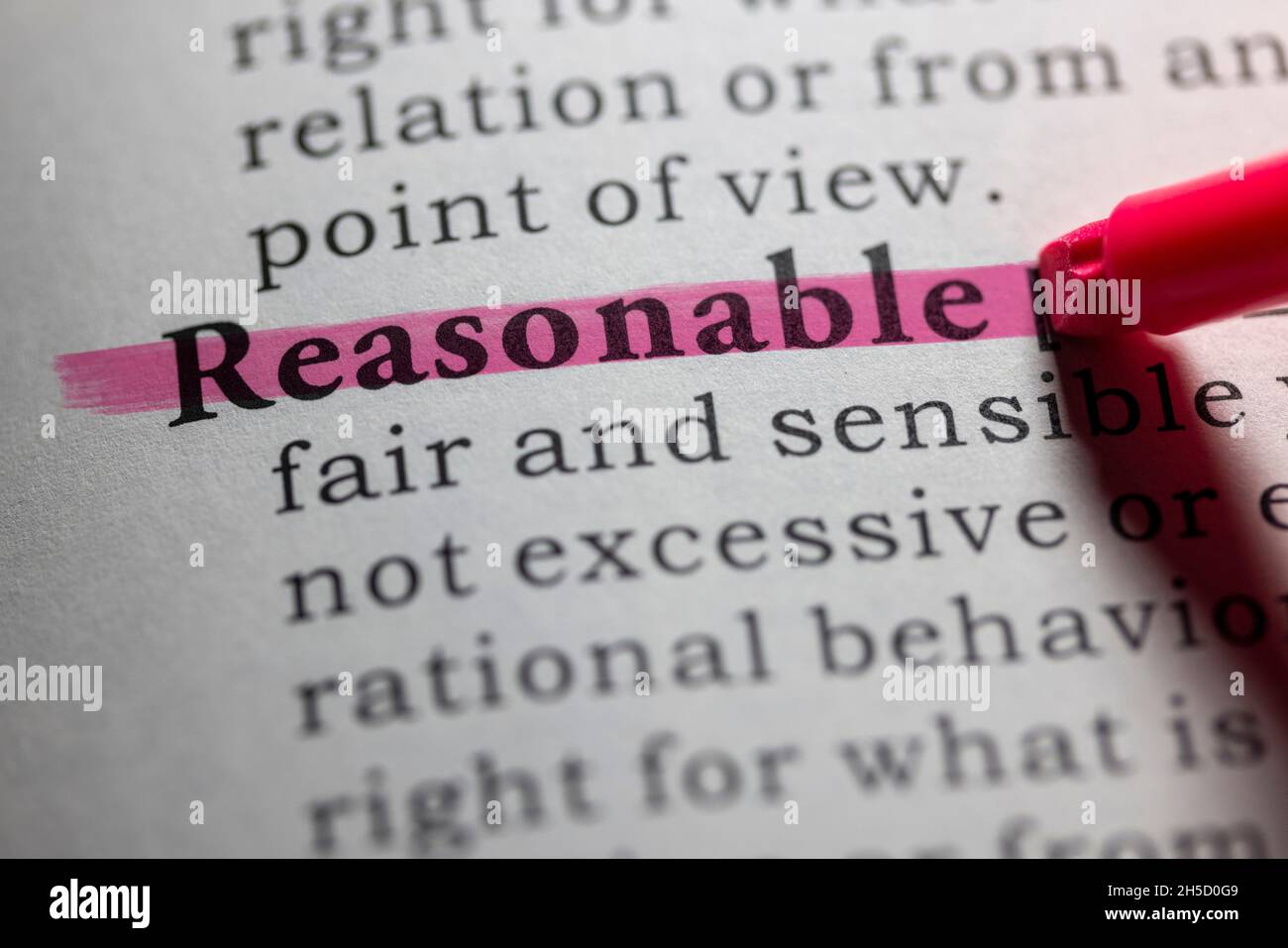 Fake Dictionary word, Dictionary definition of reasonable Stock Photo ...