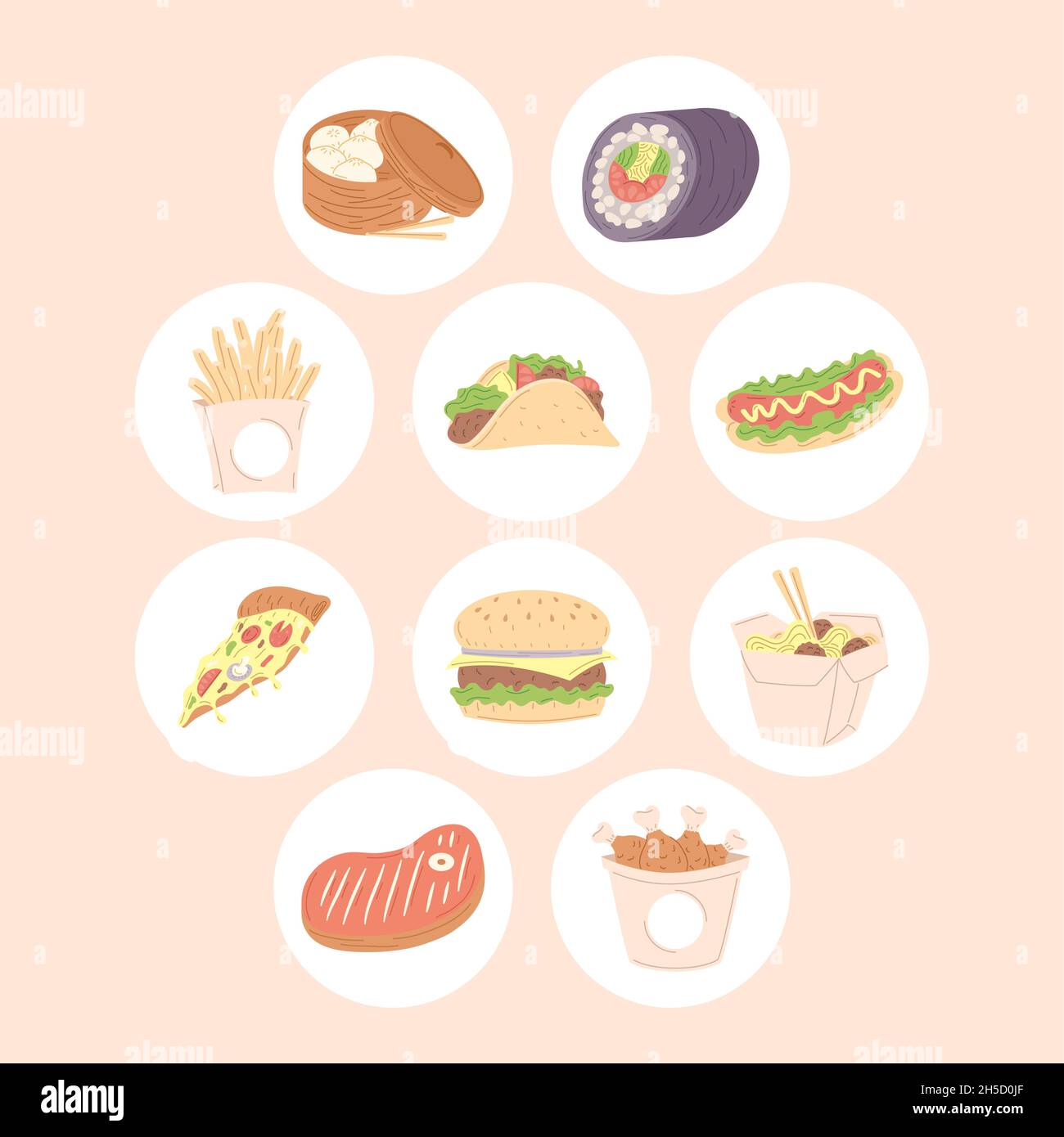 set of great delicious foods Stock Vector Image & Art - Alamy