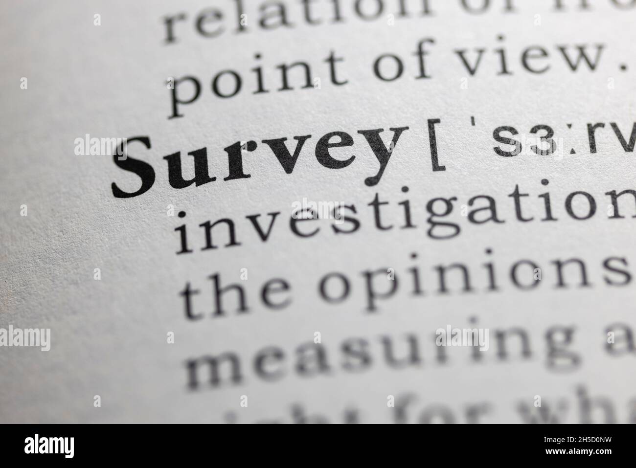 Fake Dictionary word, Dictionary definition of Survey Stock Photo - Alamy