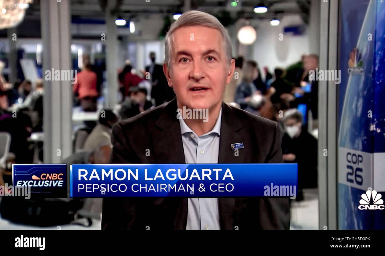 Glasgow, Scotland, UK. 08th Nov, 2021. RAMON LAGUARTA, CEO of Pepsico ...