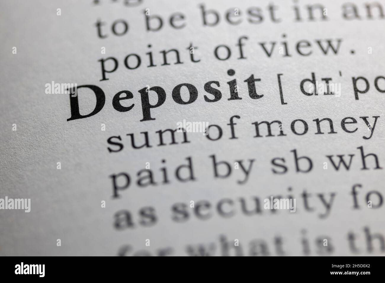 Fake Dictionary word, Dictionary definition of Deposit Stock Photo - Alamy