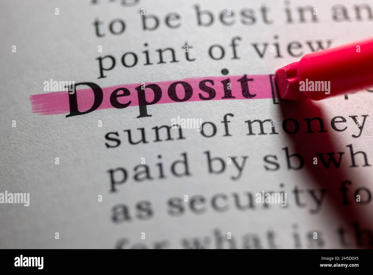 Fake Dictionary word, Dictionary definition of Deposit Stock Photo - Alamy