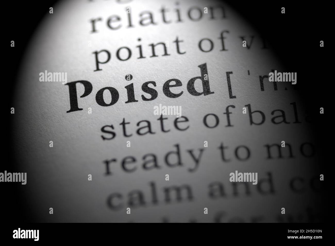 Fake Dictionary word, Dictionary definition of poised Stock Photo - Alamy