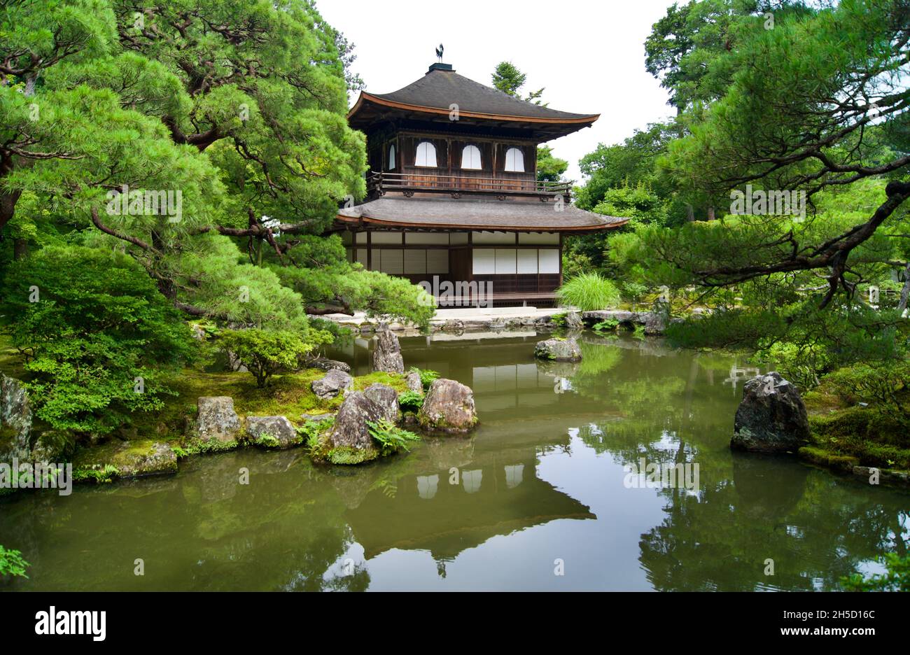 View of Higashiyama Jisho-ji temple among the amazing nature in front ...
