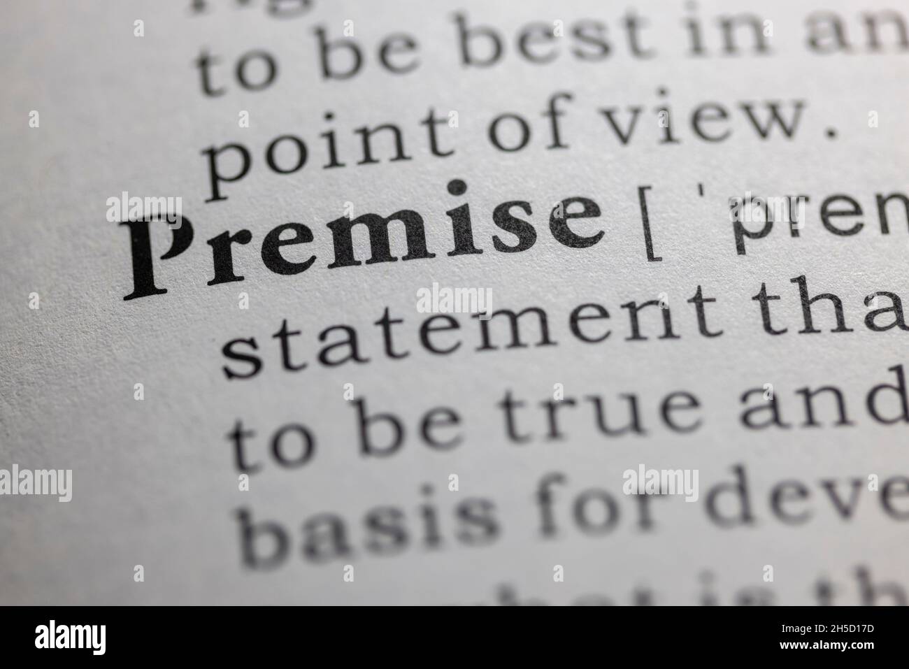 Fake Dictionary word, Dictionary definition of premise Stock Photo - Alamy