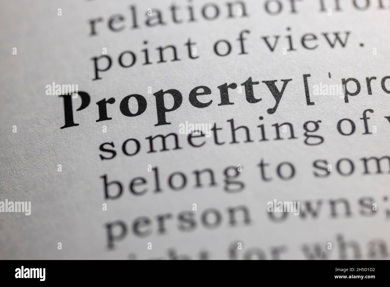 Fake Dictionary word, Dictionary definition of property Stock Photo - Alamy