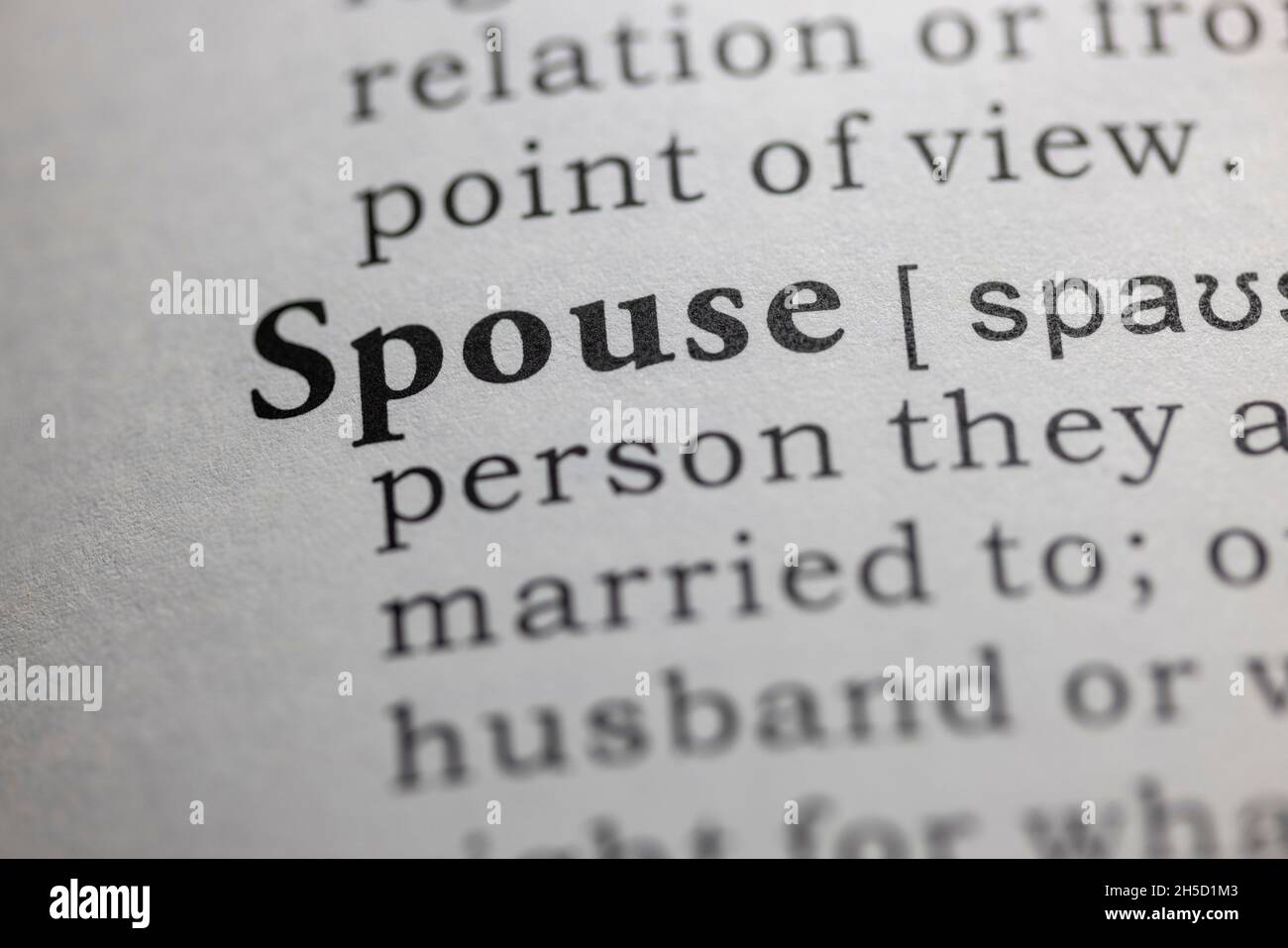 Fake Dictionary word, Dictionary definition of spouse Stock Photo - Alamy
