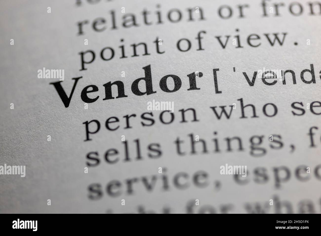 Fake Dictionary word, Dictionary definition of Vendor Stock Photo - Alamy