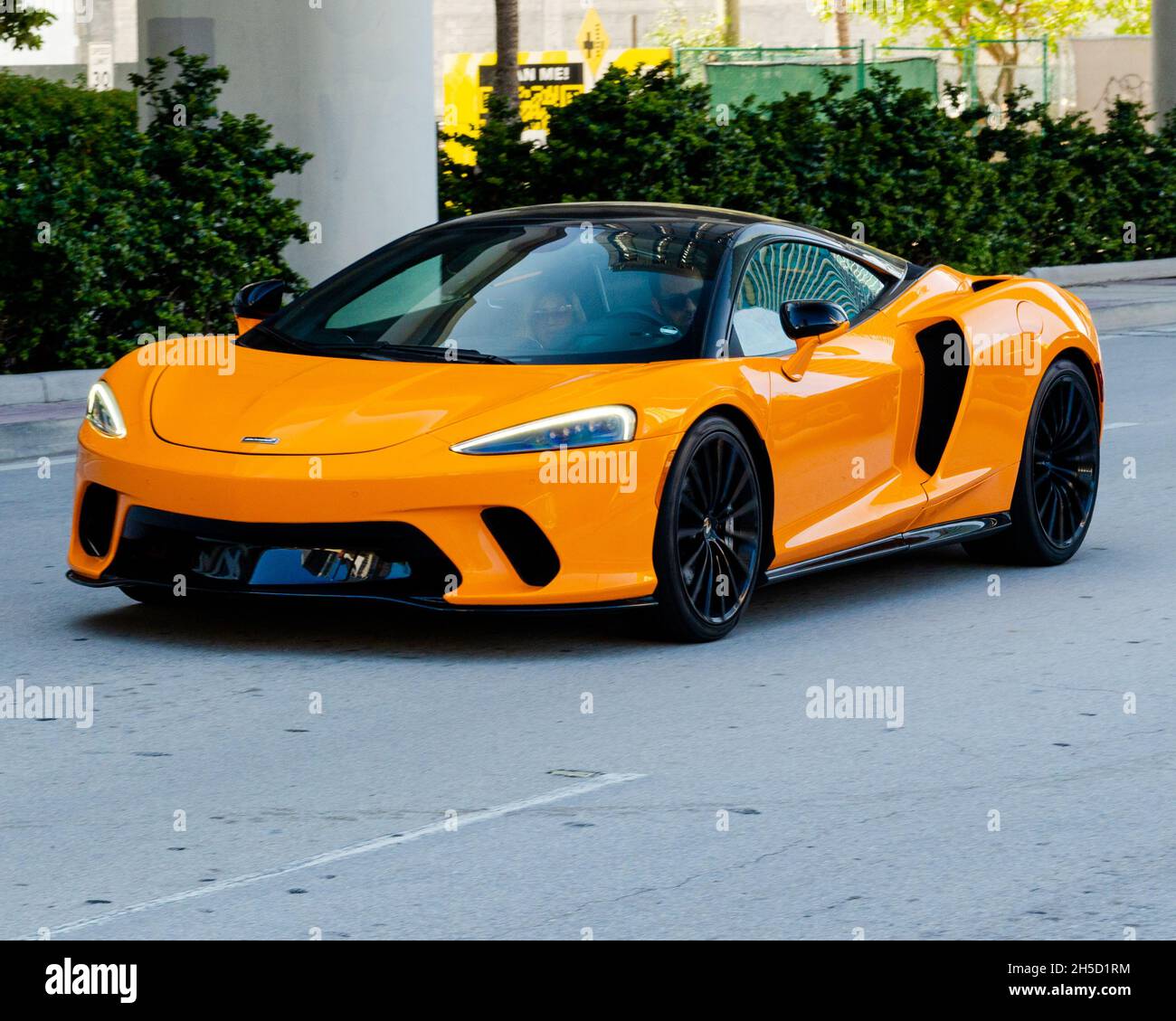 MIAMI, UNITED STATES - Oct 25, 2021: A closeup shot of a luxurious car ...