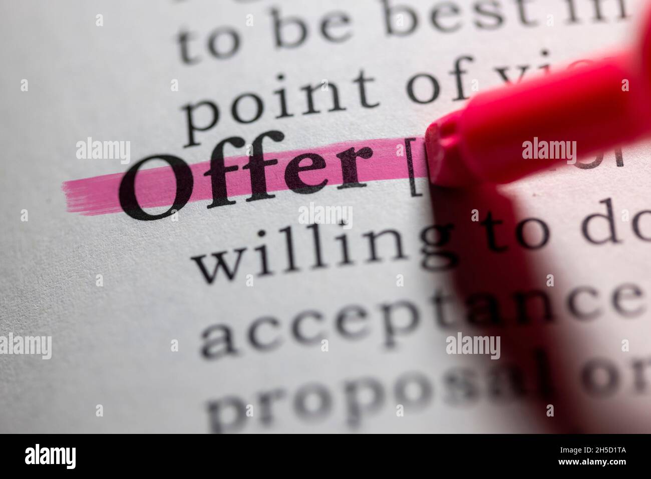 Fake Dictionary word, Dictionary definition of offer Stock Photo - Alamy