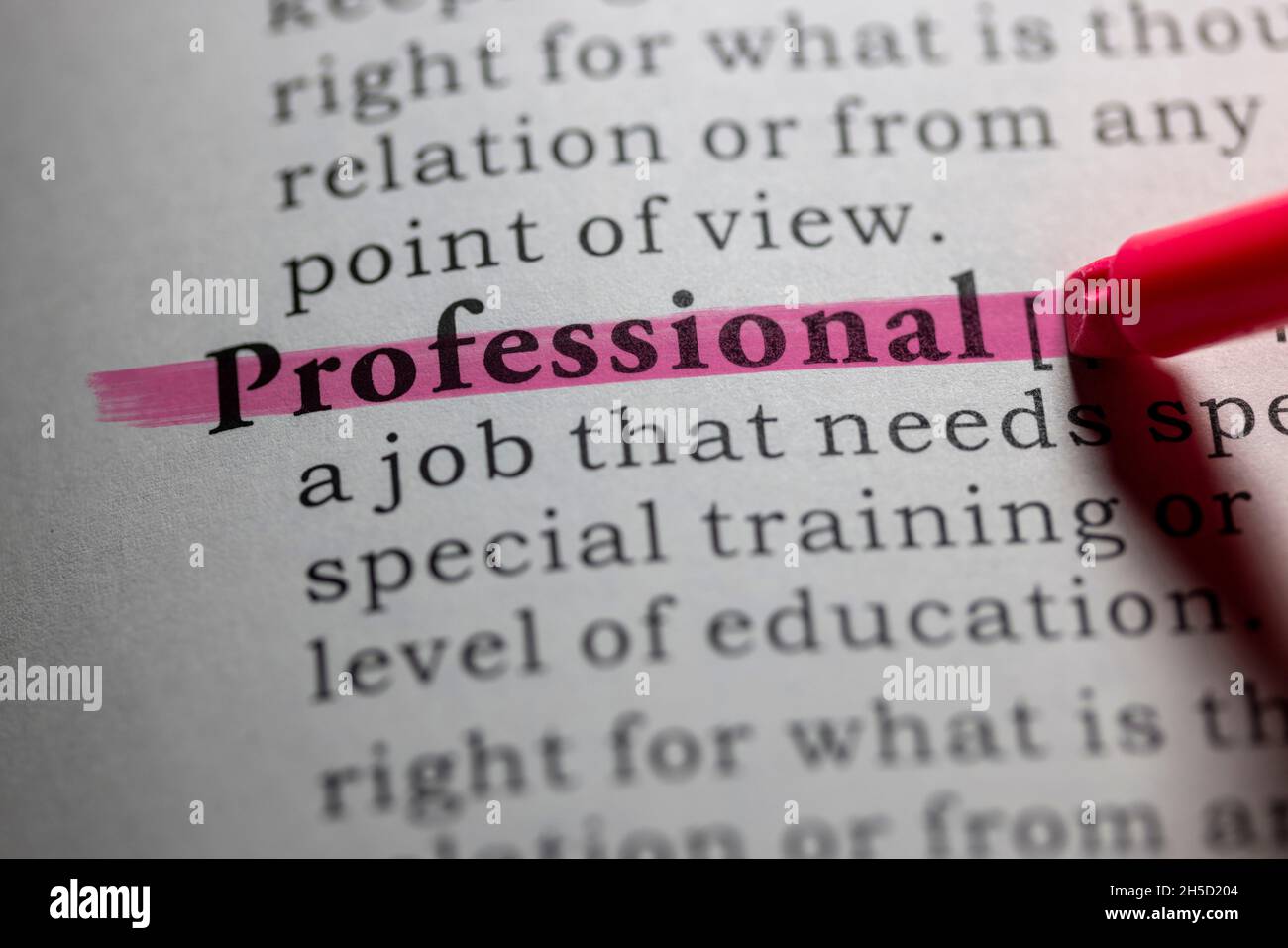 Fake Dictionary word, Dictionary definition of professional Stock Photo ...