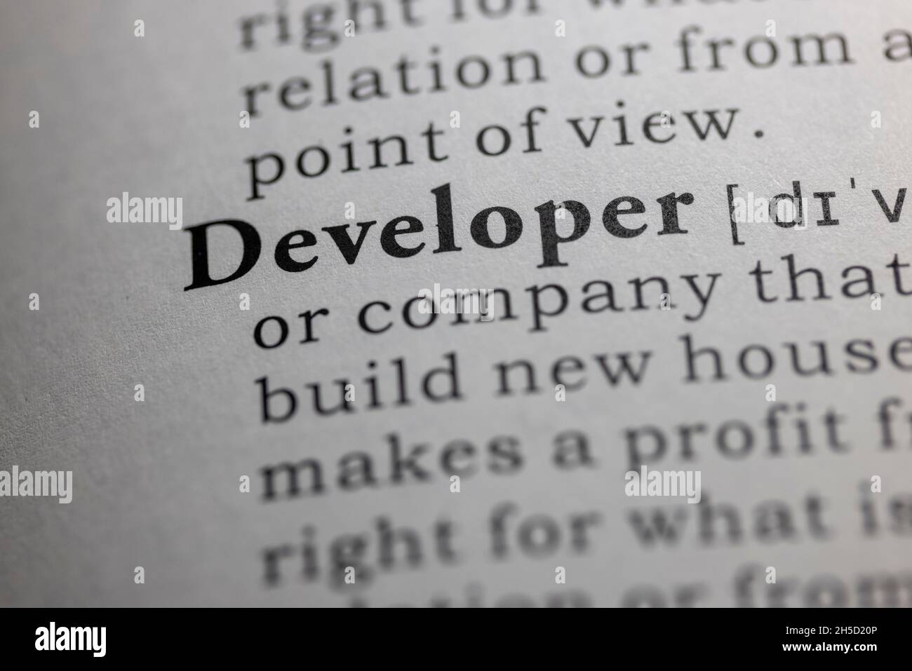 Fake Dictionary word, Dictionary definition of developer Stock Photo - Alamy