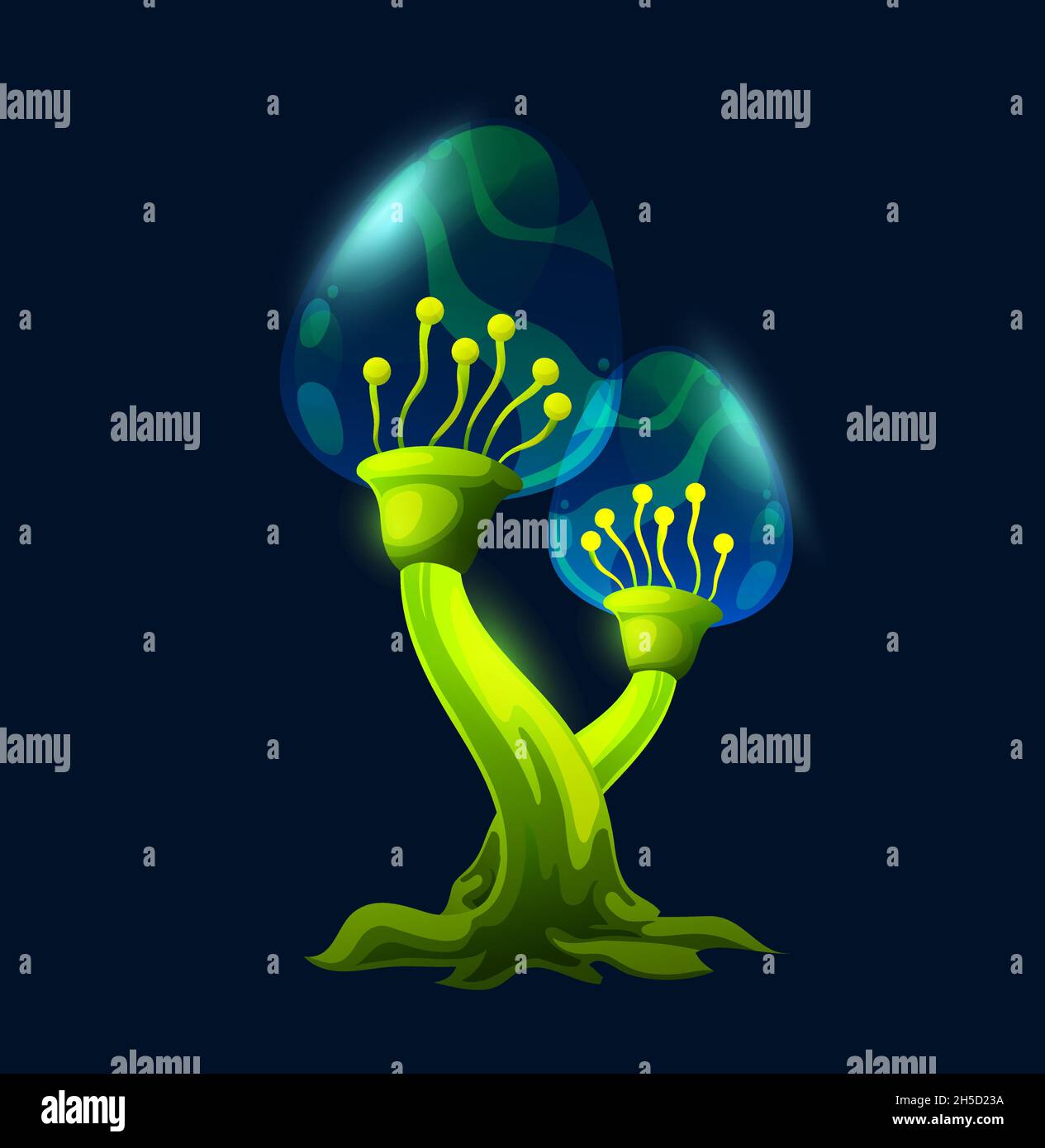 Fantasy magic jelly mushroom, strange toadstool with transparent egg ...