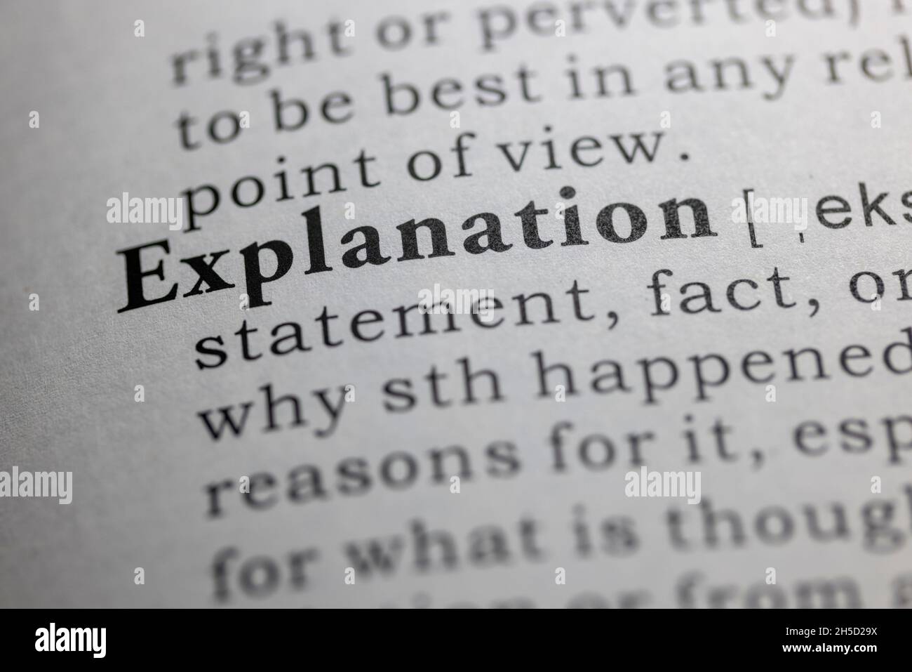 Fake Dictionary word, Dictionary definition of explanation Stock Photo ...