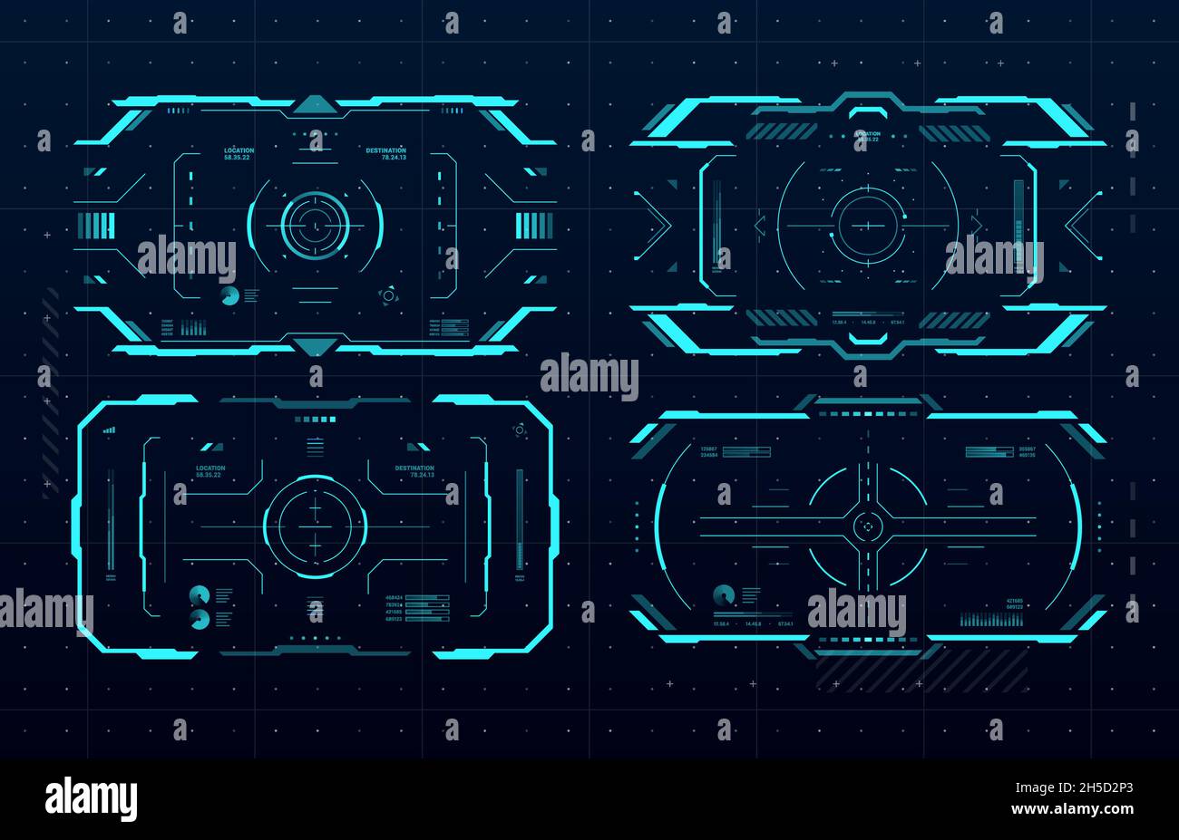 HUD aim control frame interface, futuristic target vector screen ui of Sci Fi game. Hologram ...