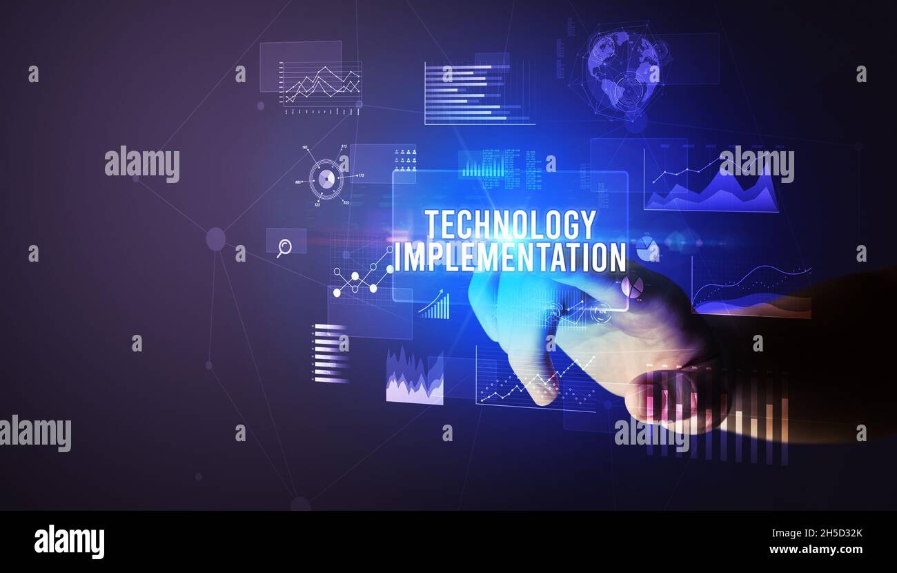 hand touching digital button, modern technology concept Stock Photo - Alamy