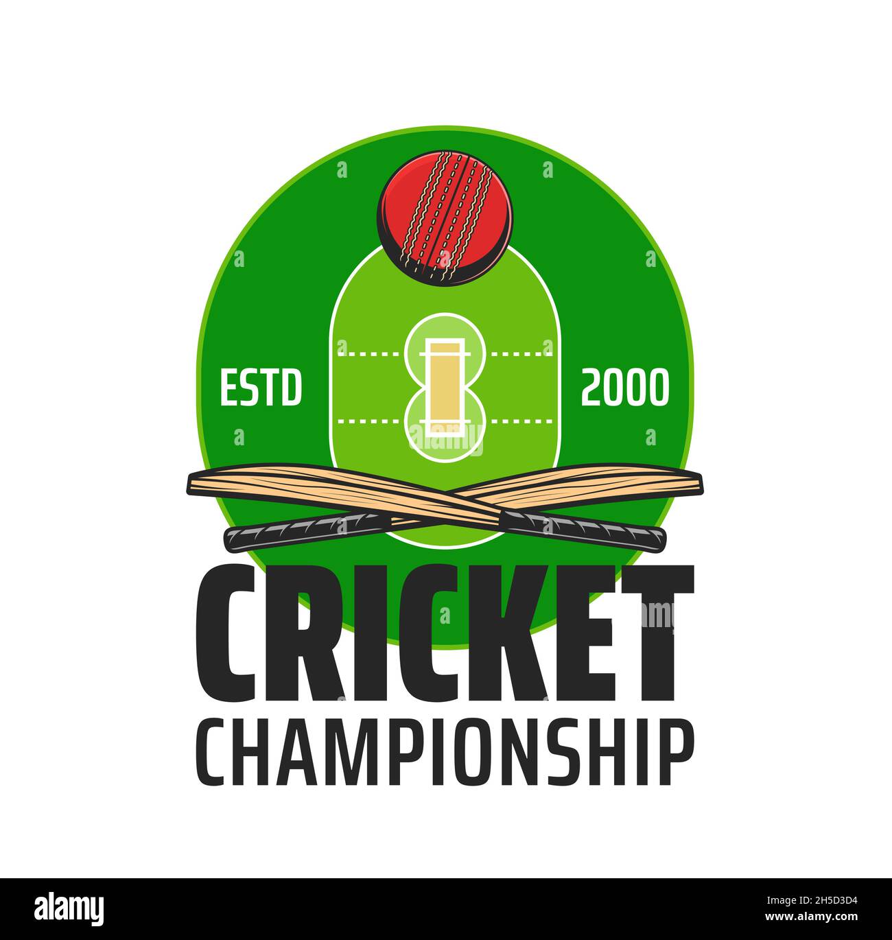 Cricket championship icon with game items and field. Cricket game ...