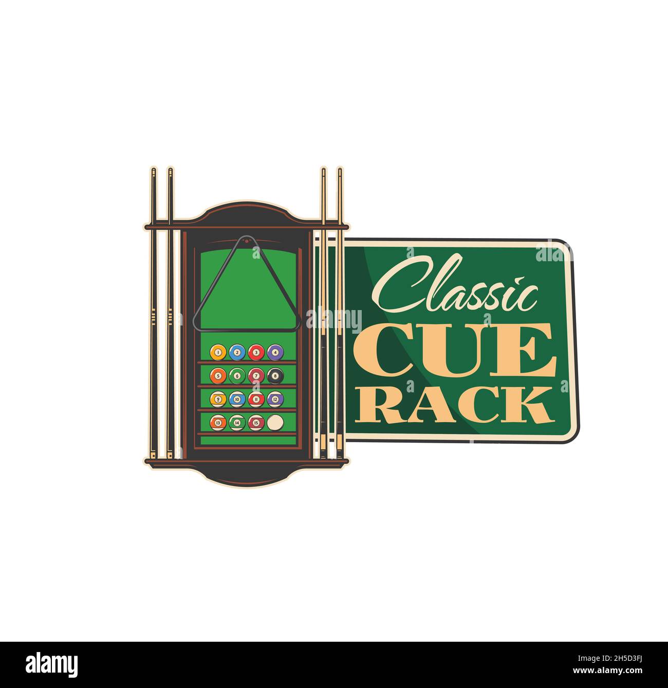 Pool cue rack vector icon of billiards sport game. Billiard and snooker ...