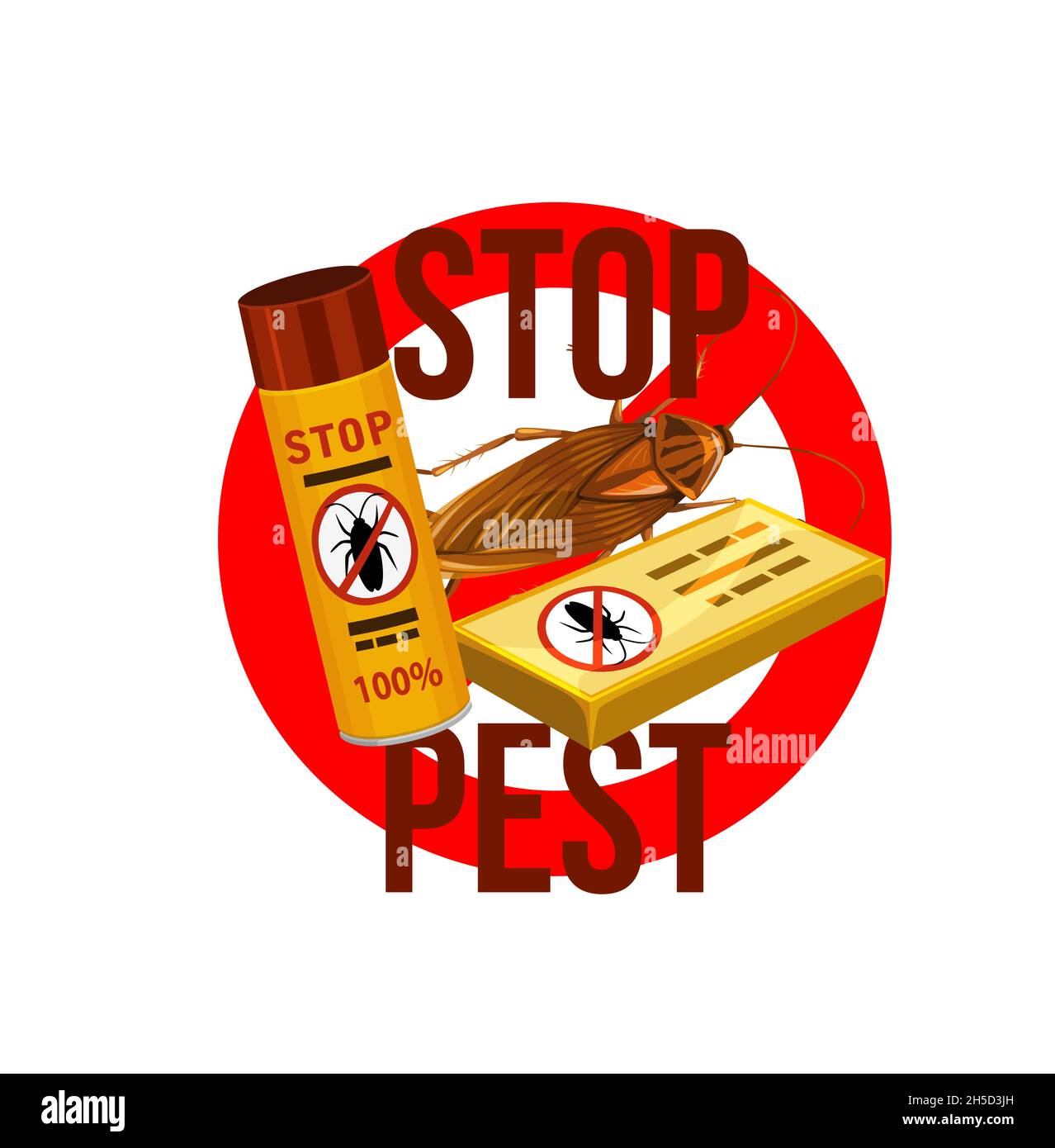 Stop pest icon, cockroach repellents and fumigators, vector ...
