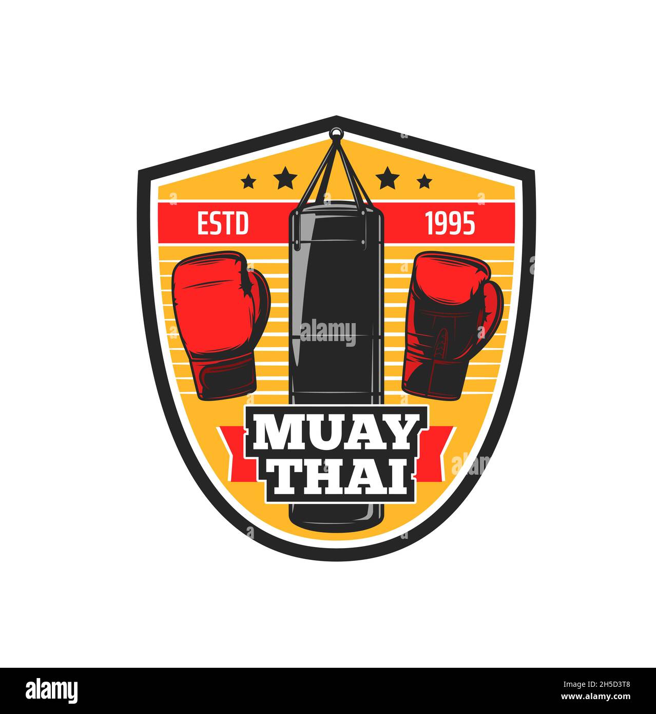 Muay Thai icon. Martial art and combat sport retro badge. Fighting ...