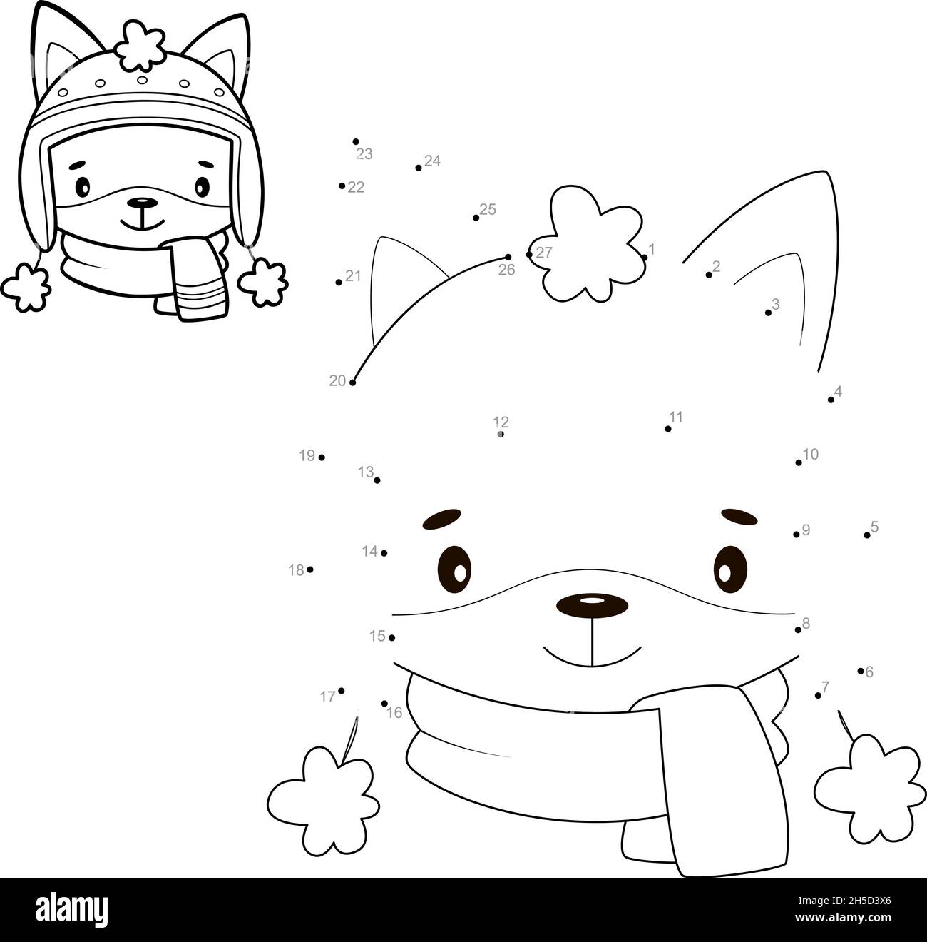 Dot to dot Christmas puzzle for children. Connect dots game. Christmas ...