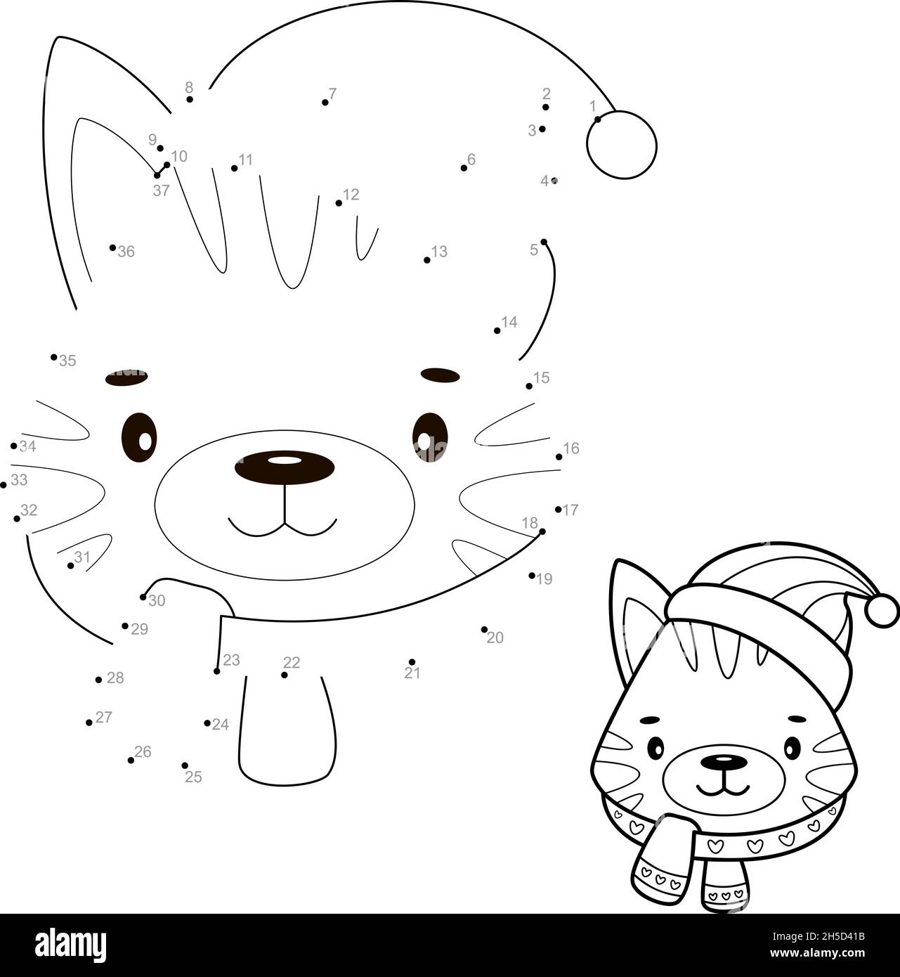 Dot to dot Christmas puzzle for children. Connect dots game. Christmas ...