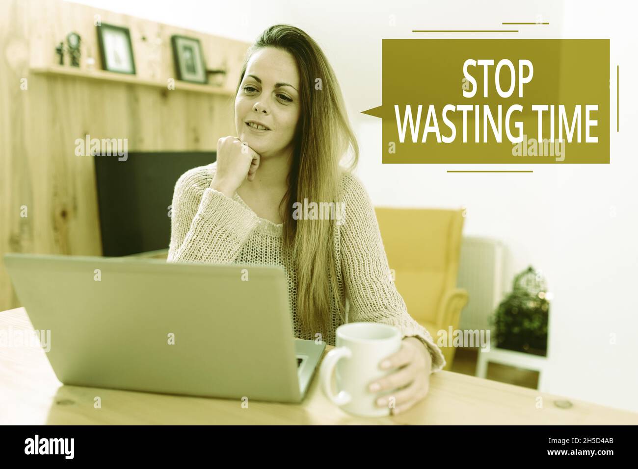Sign displaying Stop Wasting Time. Business approach advising person or ...