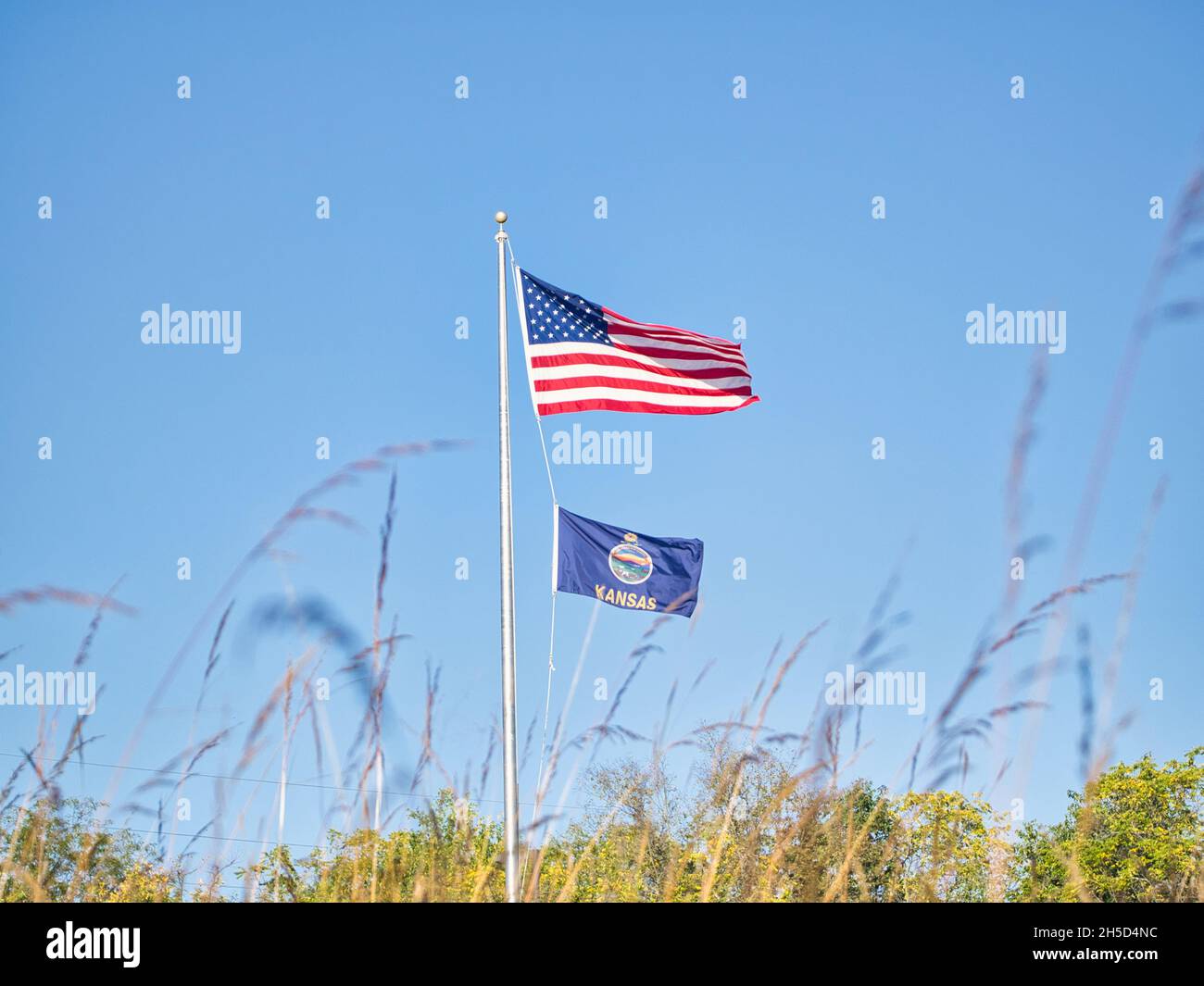 Selective of US and Kansas flags in Ernie Miller Nature Center in ...