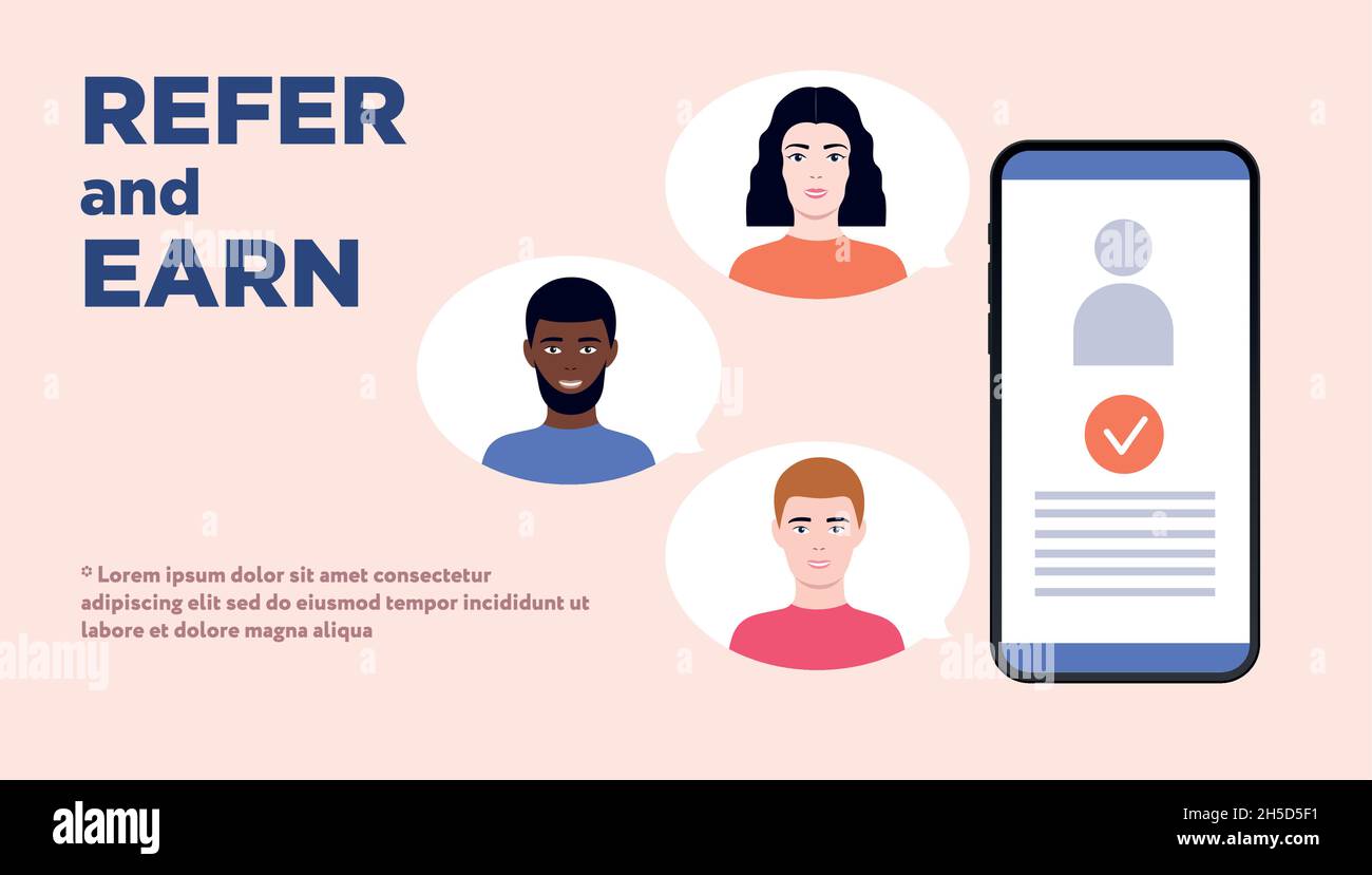 Referral marketing strategy. Vector design template in flat design ...