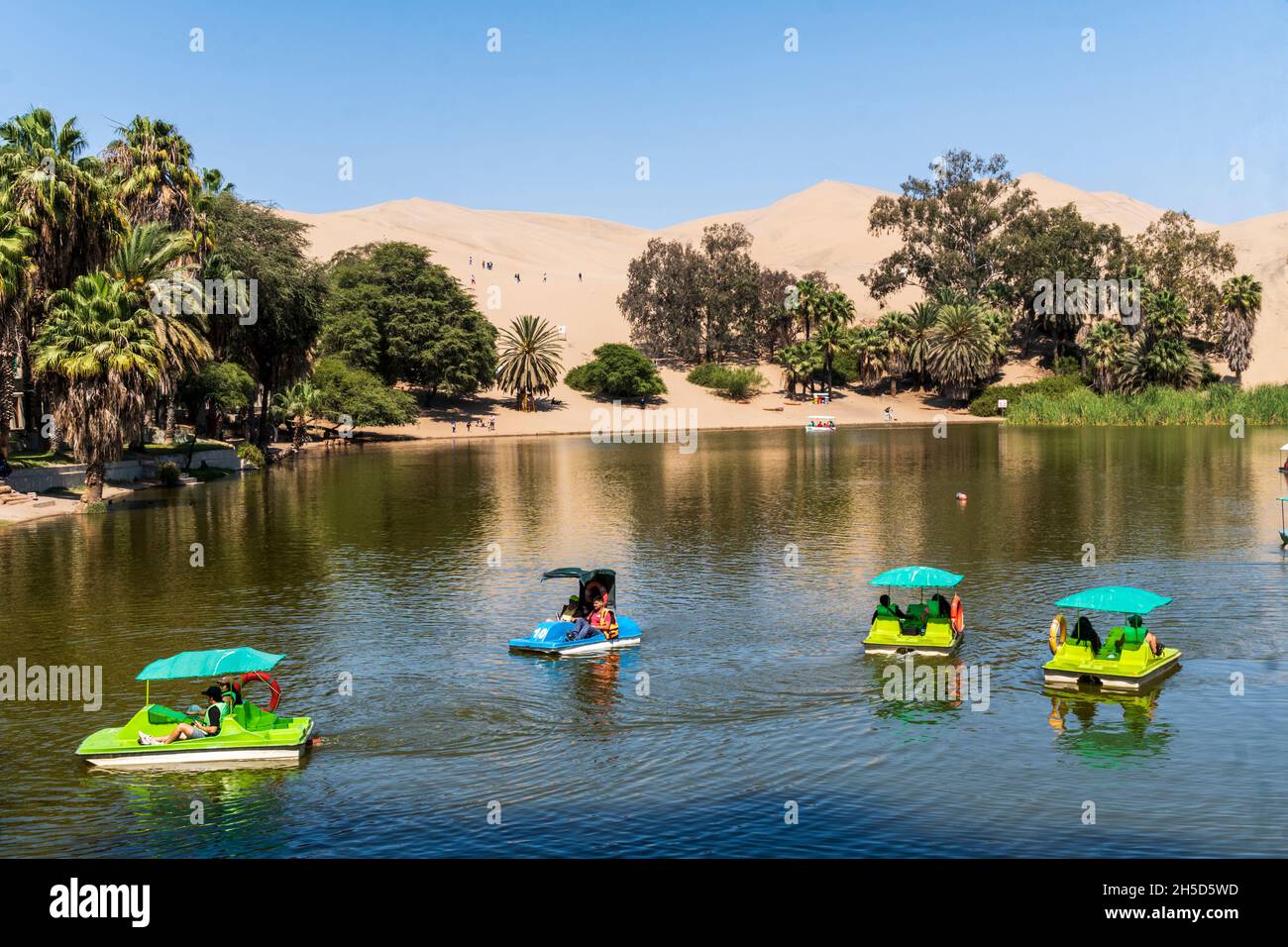 The Laguna de Huacachina regional conservation area, Ica, Peru Stock ...