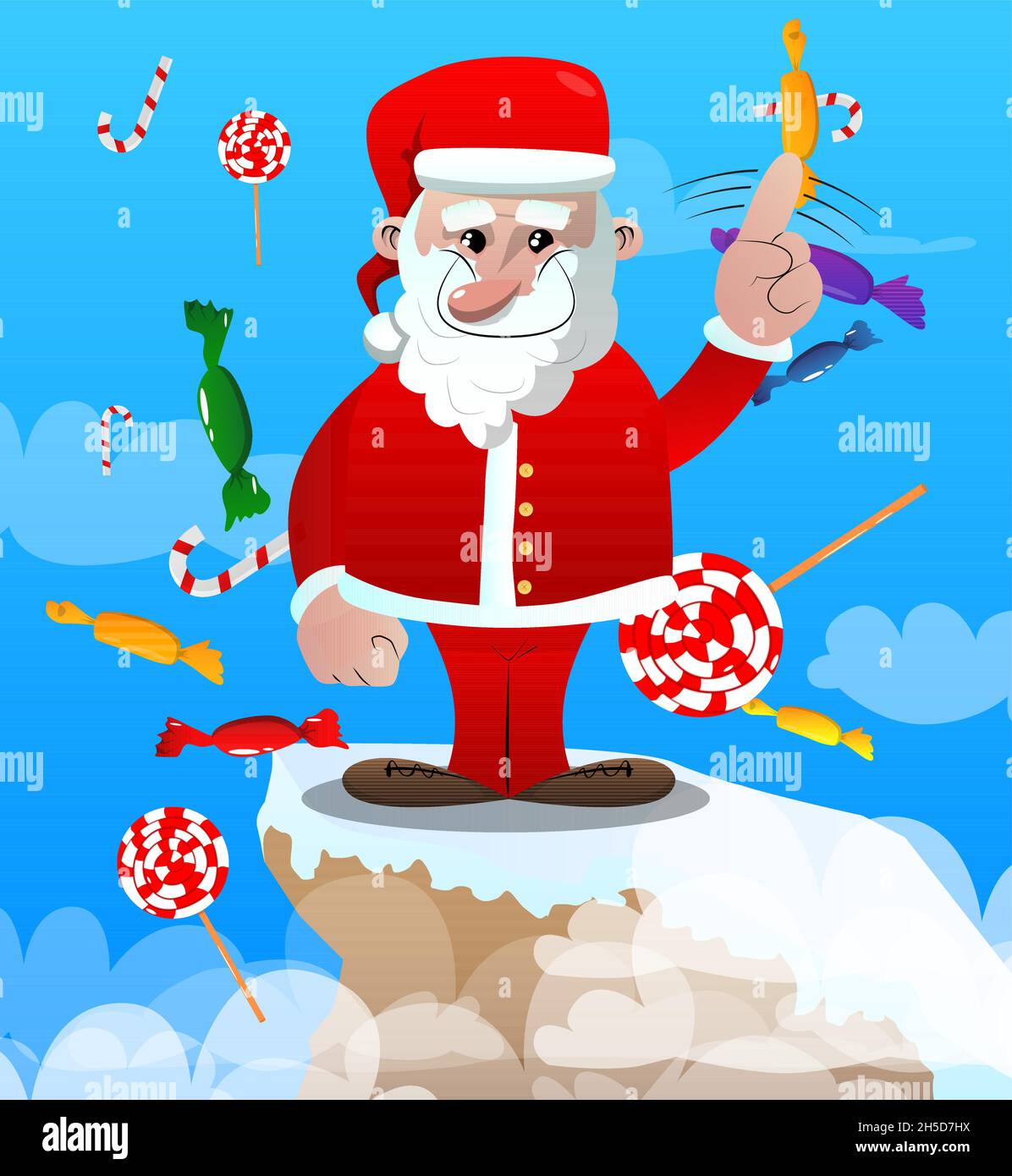 Santa Claus in his red clothes with white beard saying no with his ...