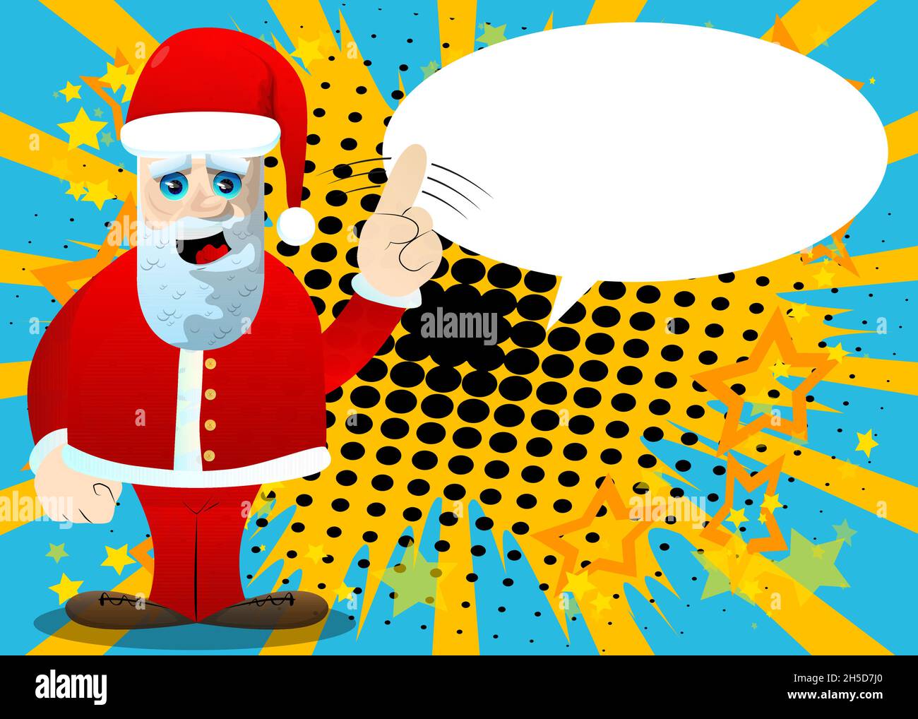 Santa Claus in his red clothes with white beard saying no with his ...