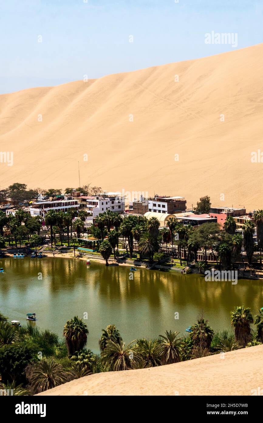The Laguna de Huacachina regional conservation area, Ica, Peru Stock ...