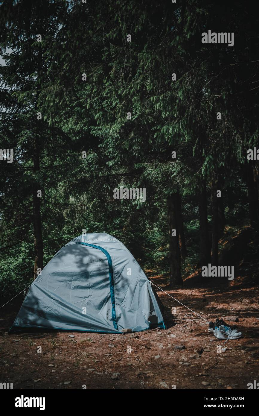 a fantastic camping day in a tent Stock Photo - Alamy