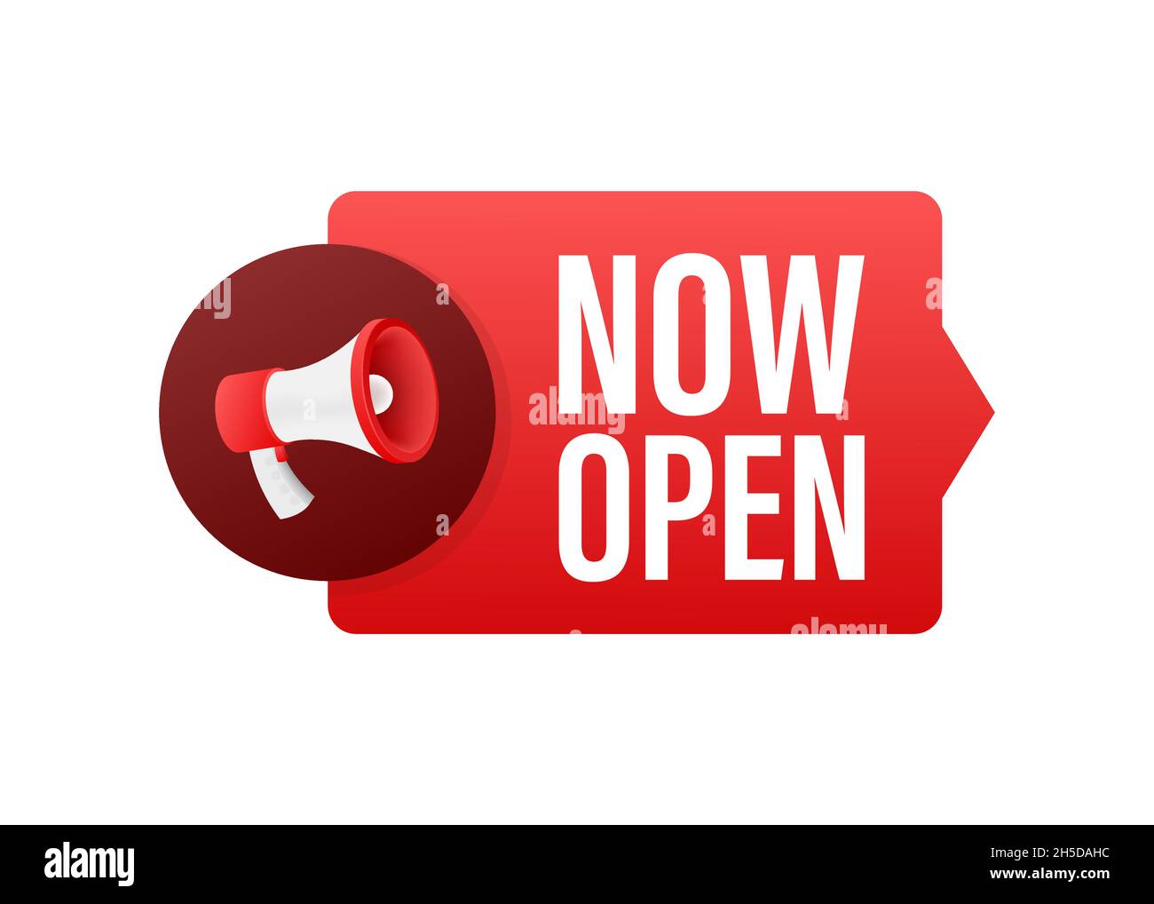 Megaphone with now open. Megaphone banner. Web design. Vector stock ...