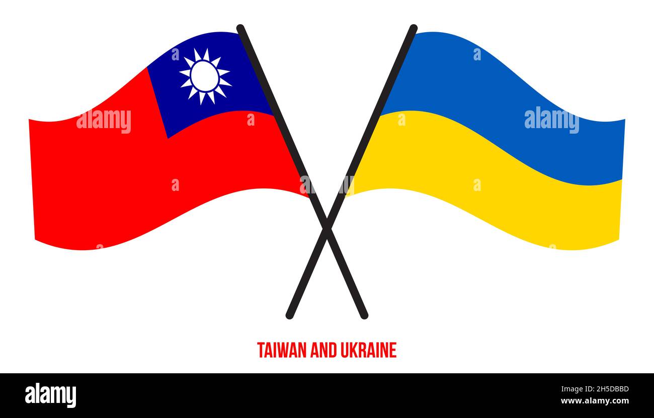Taiwan and Ukraine Flags Crossed And Waving Flat Style. Official ...