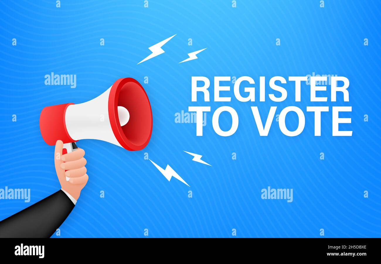 Megaphone with Register to vote. Vector illustration Stock Vector Image ...