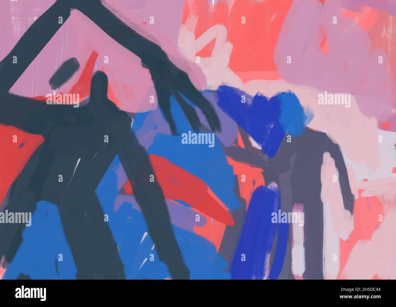 Weird people abstract shapes monochromatic pink and purple, concept ...