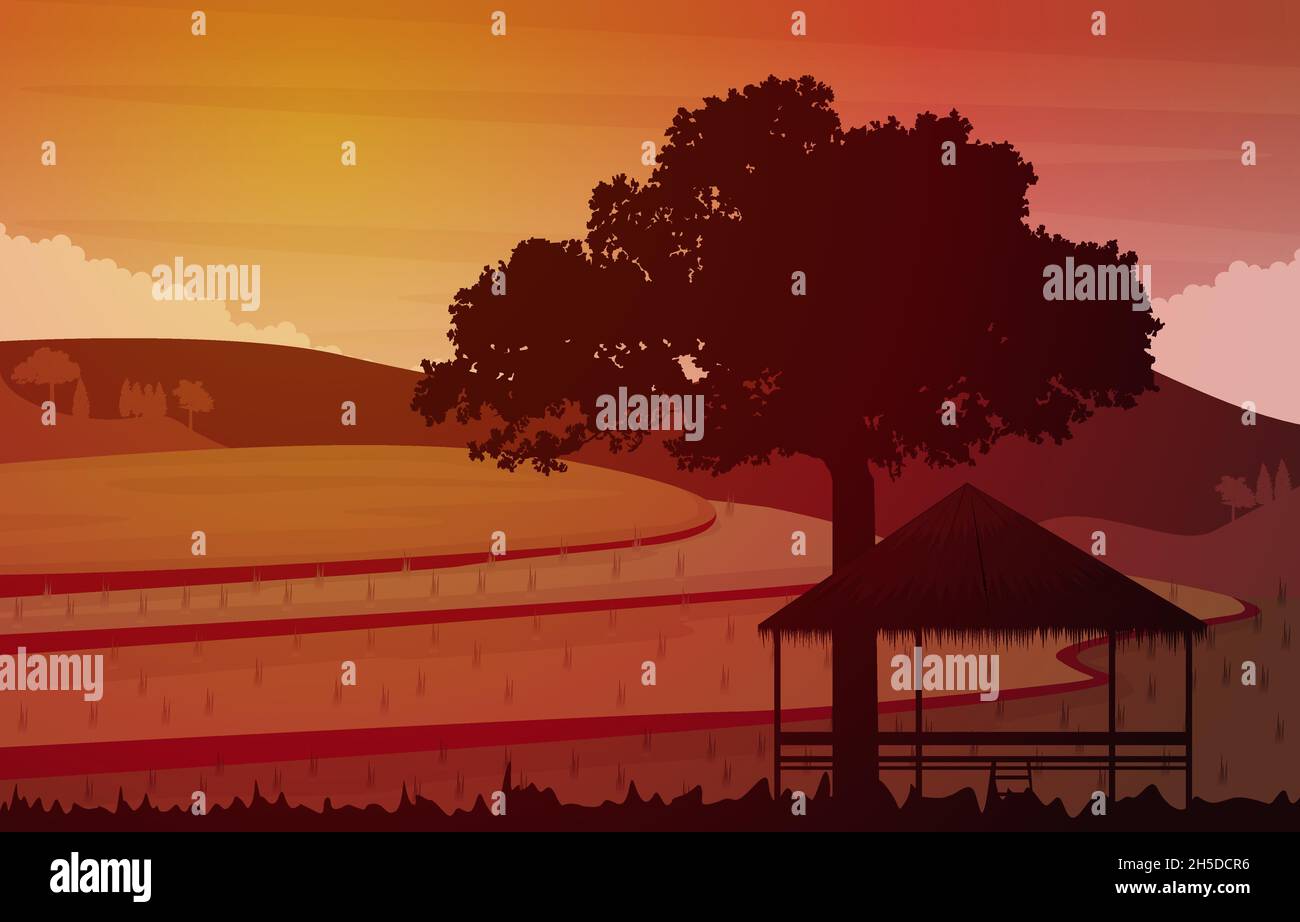 Asia paddy field Stock Vector Images - Alamy