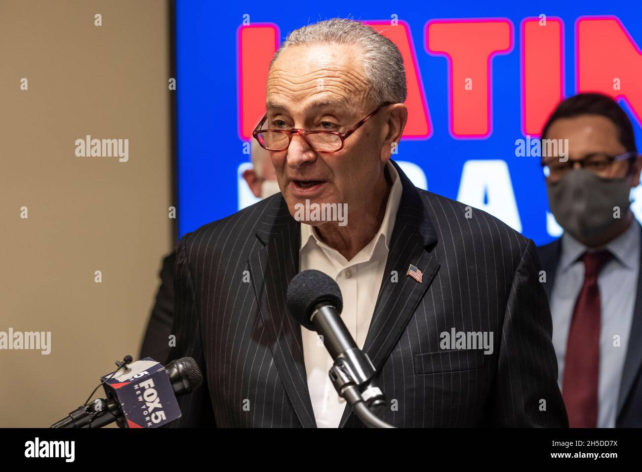 New York, NY - November 8, 2021: U. S. Senator Charles Schumer speaks ...