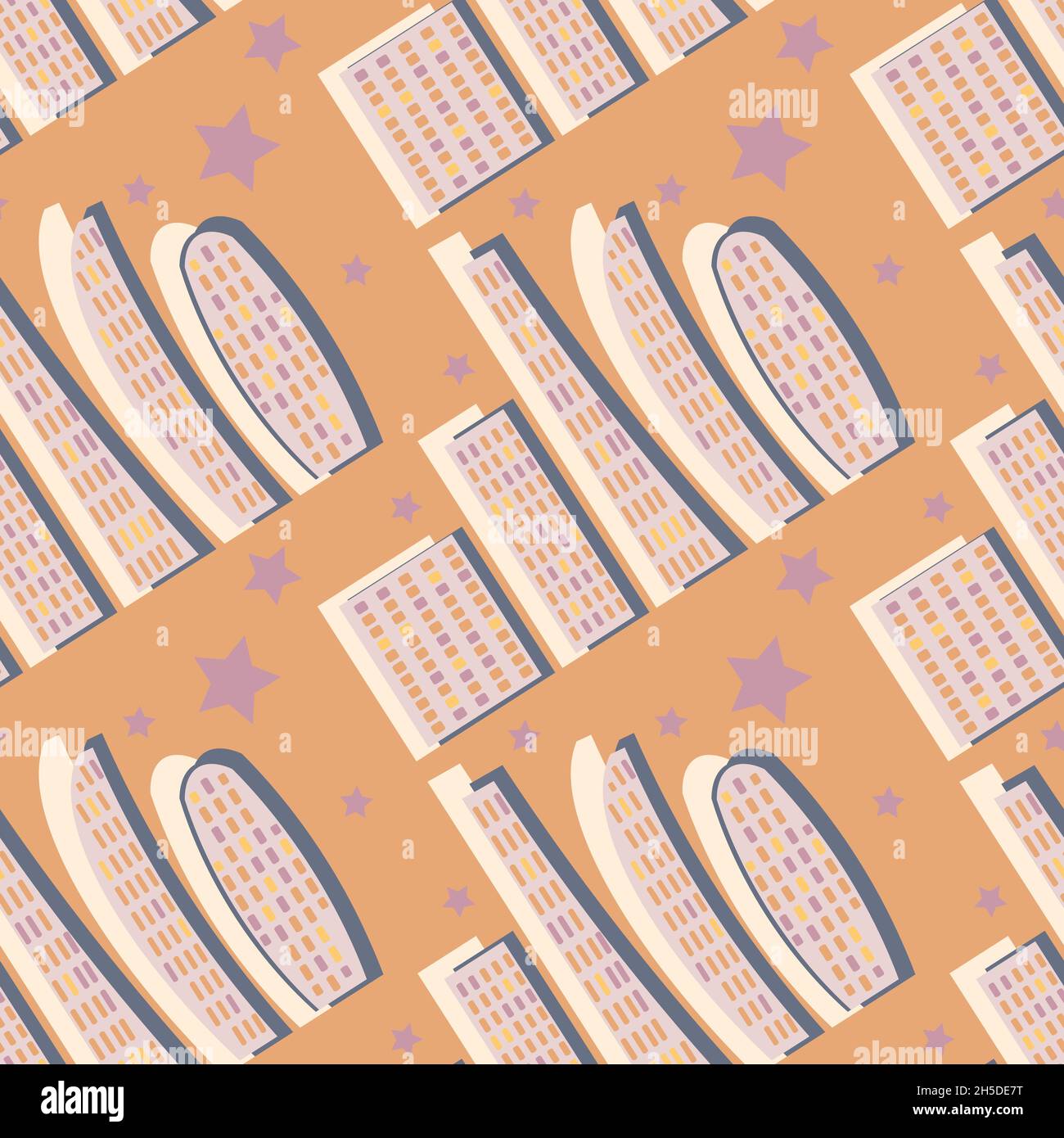 Pattern, endless ribbon on a square background - a stylized night city ...