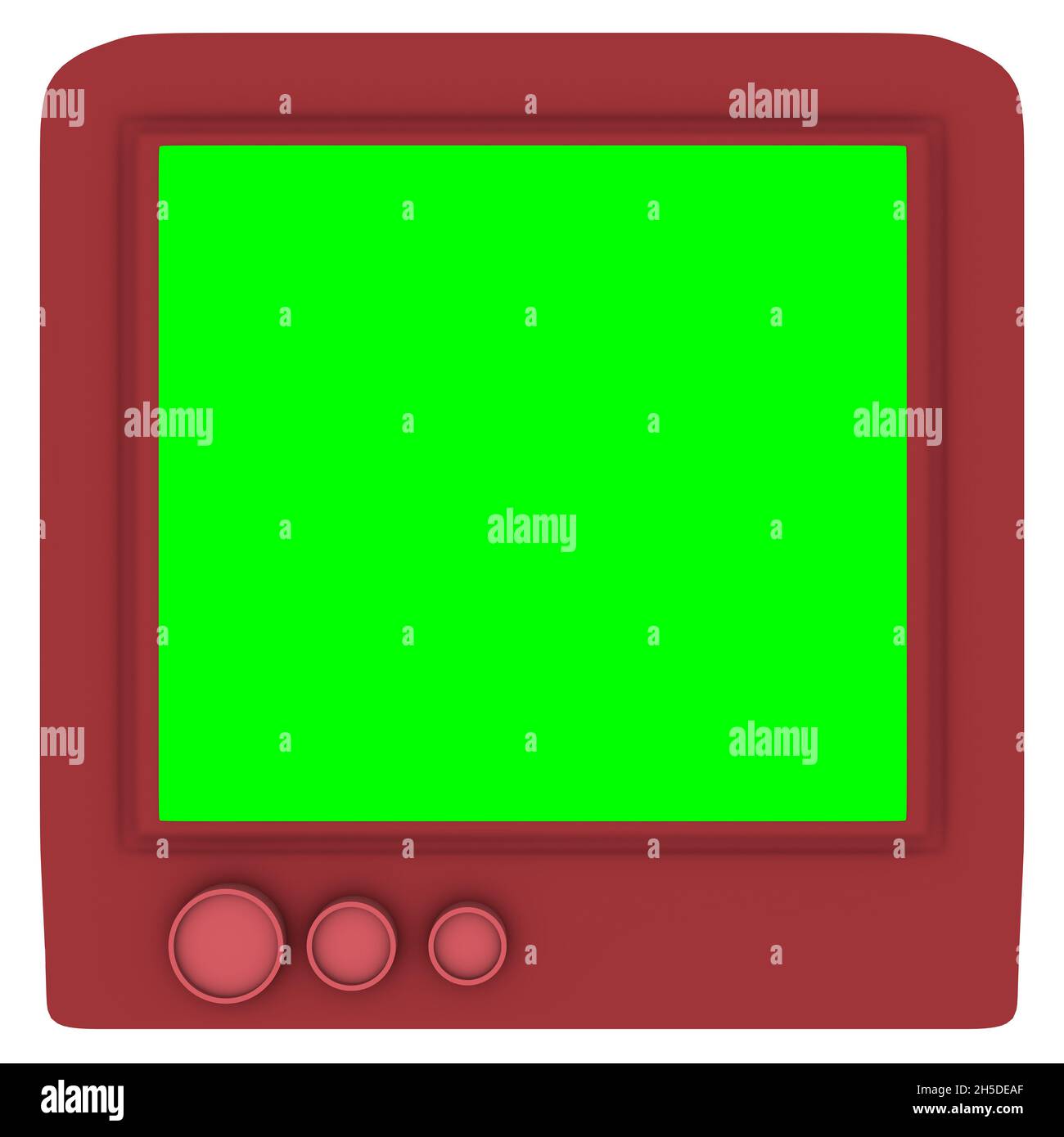 Simple 2D illustration of a red-framed television with a green screen ...