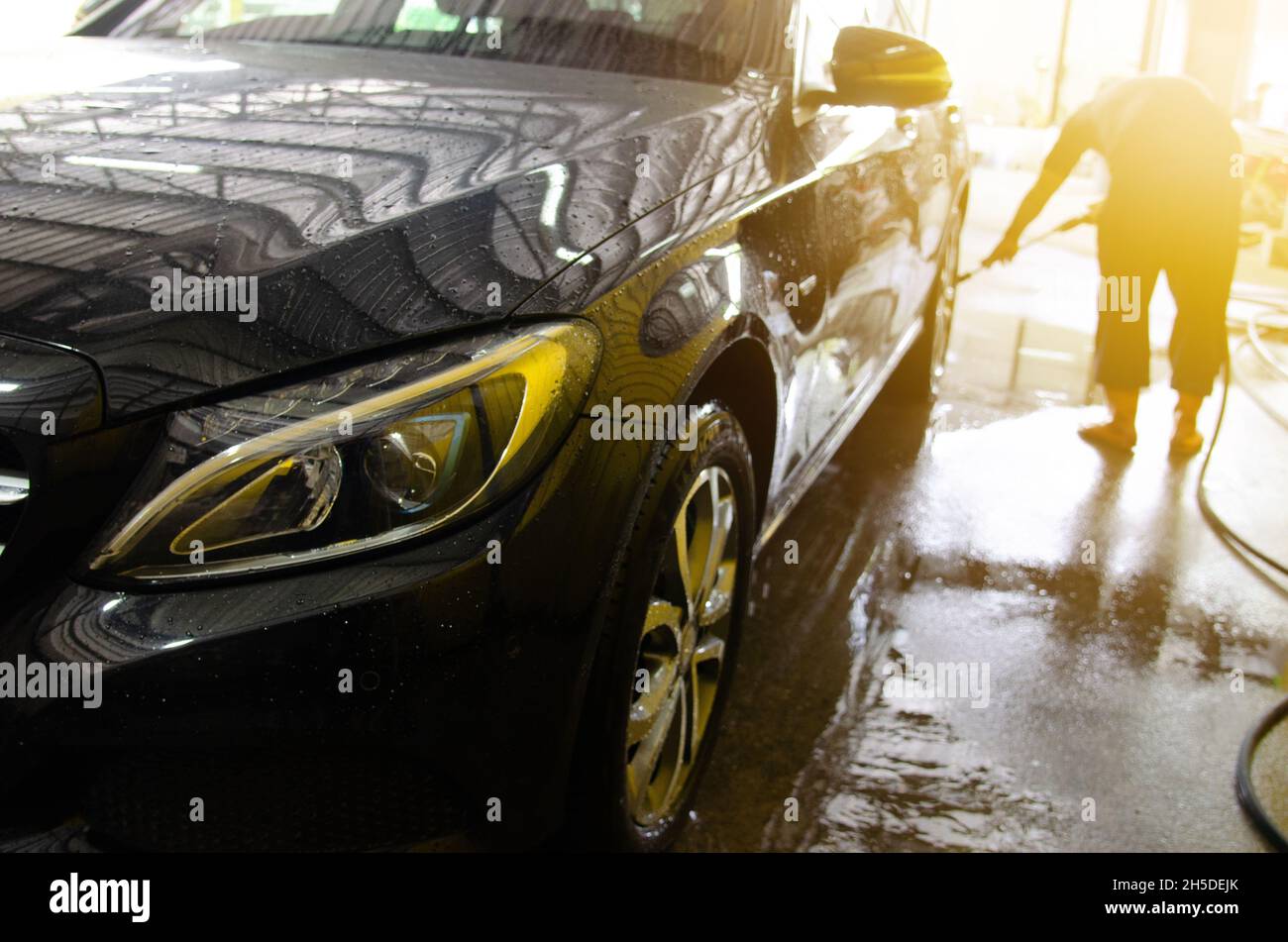 car wash with bubble soap Stock Photo - Alamy