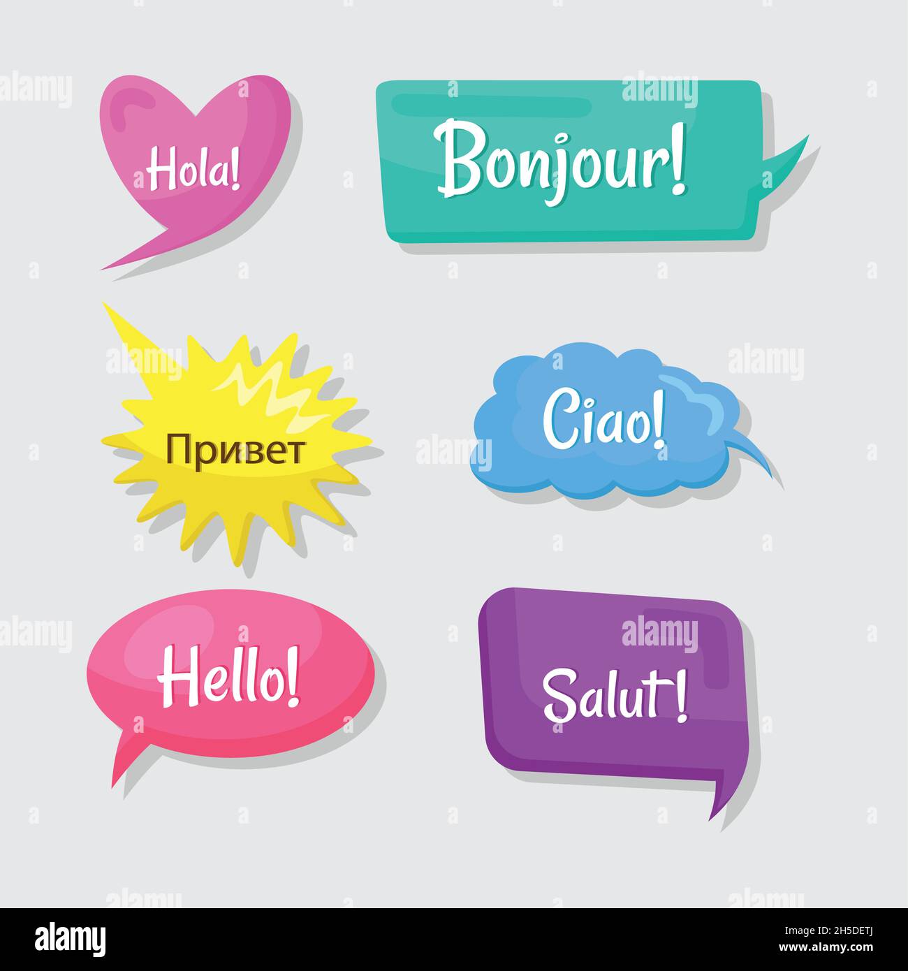 six global hello bubbles Stock Vector Image & Art - Alamy