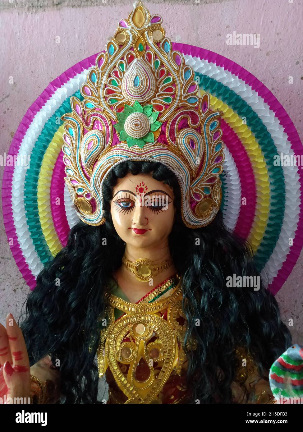 Sculpture of the goddess Durga, also known as Shakti or Devi, the ...