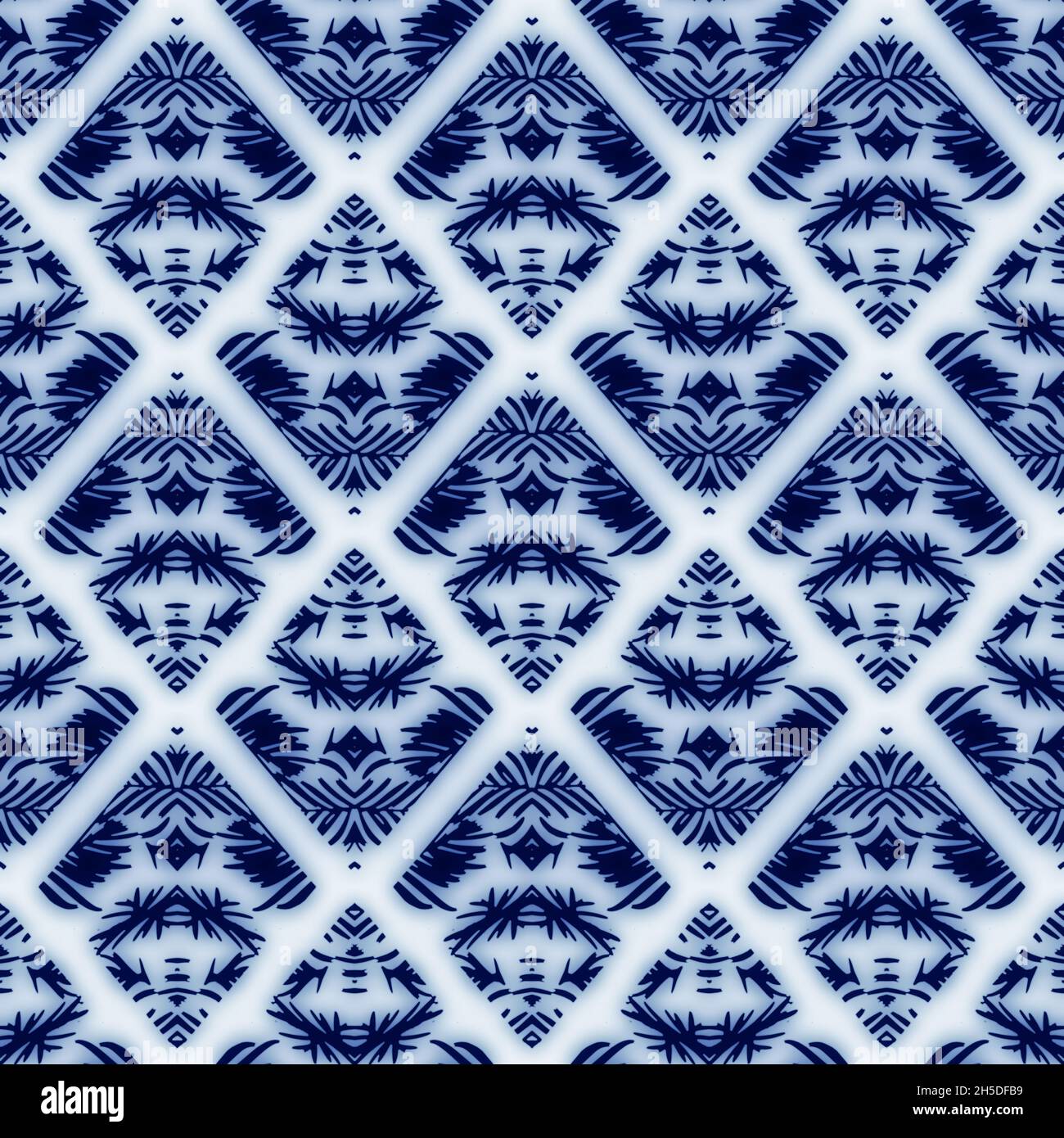 Seamless blue and white ceramic tile ornate damask pattern for surface ...