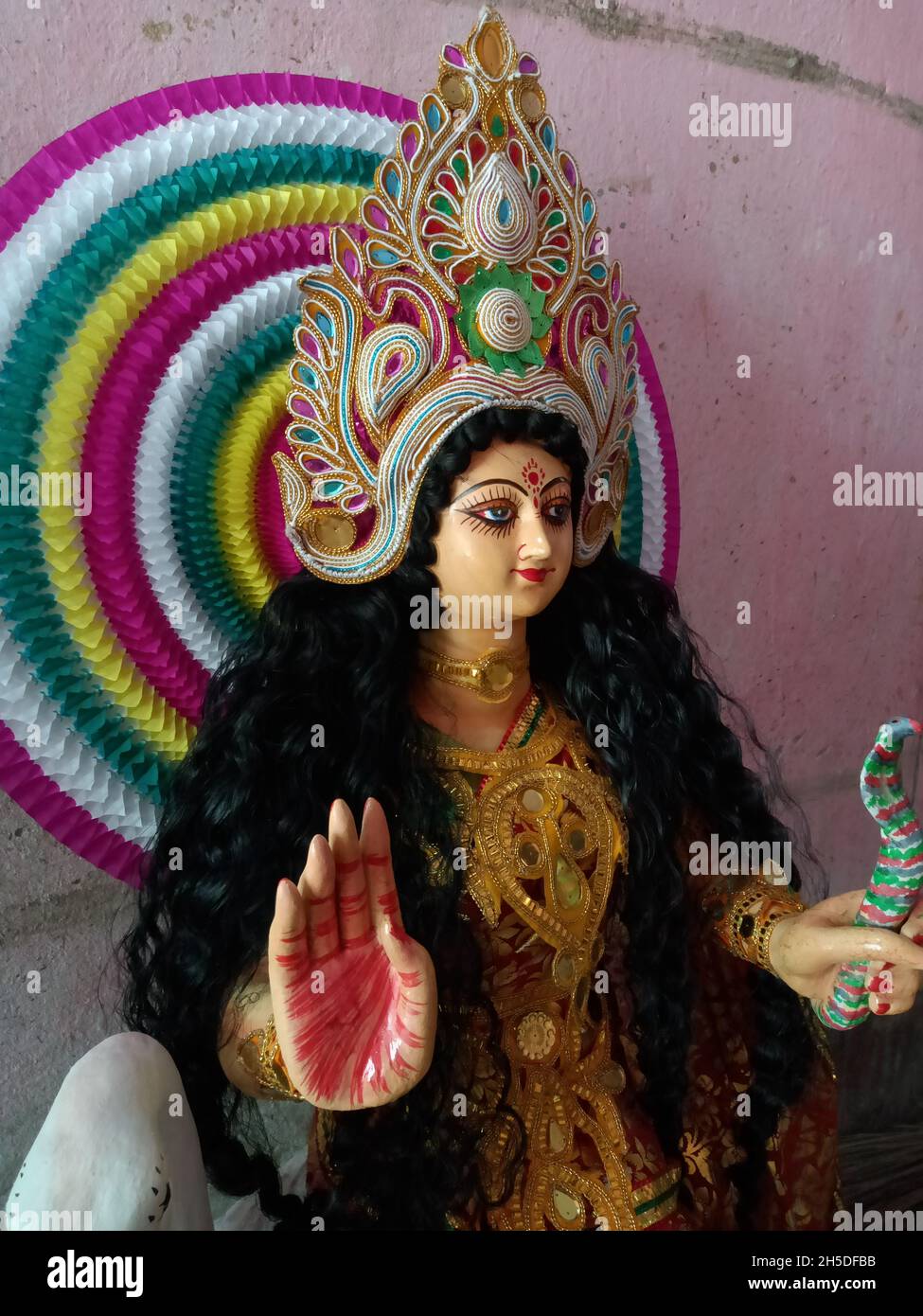 Sculpture of the goddess Durga, also known as Shakti or Devi, the ...